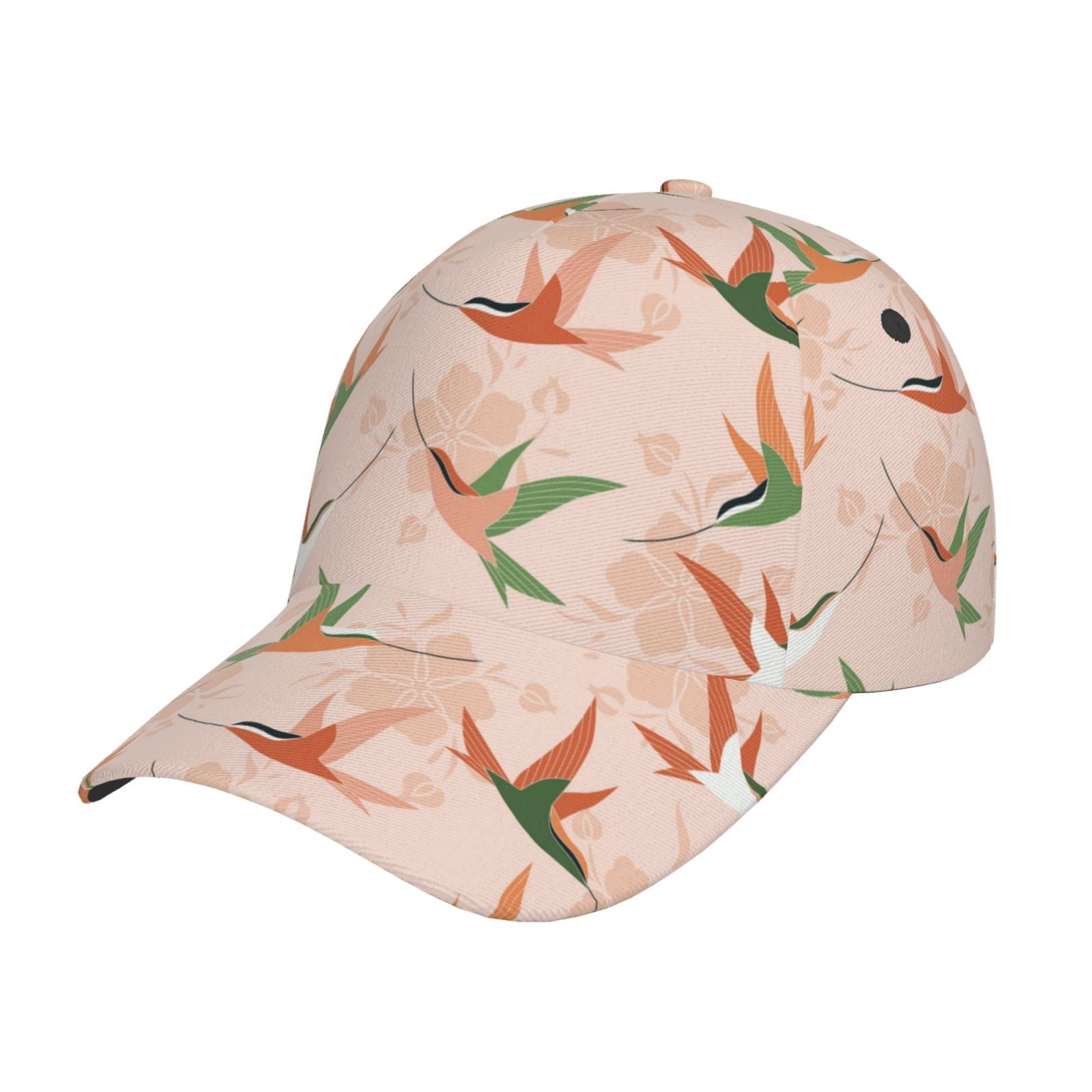 Baseball Cap - Simple Hummingbird Floral Print Adjustable Size Hats For ...