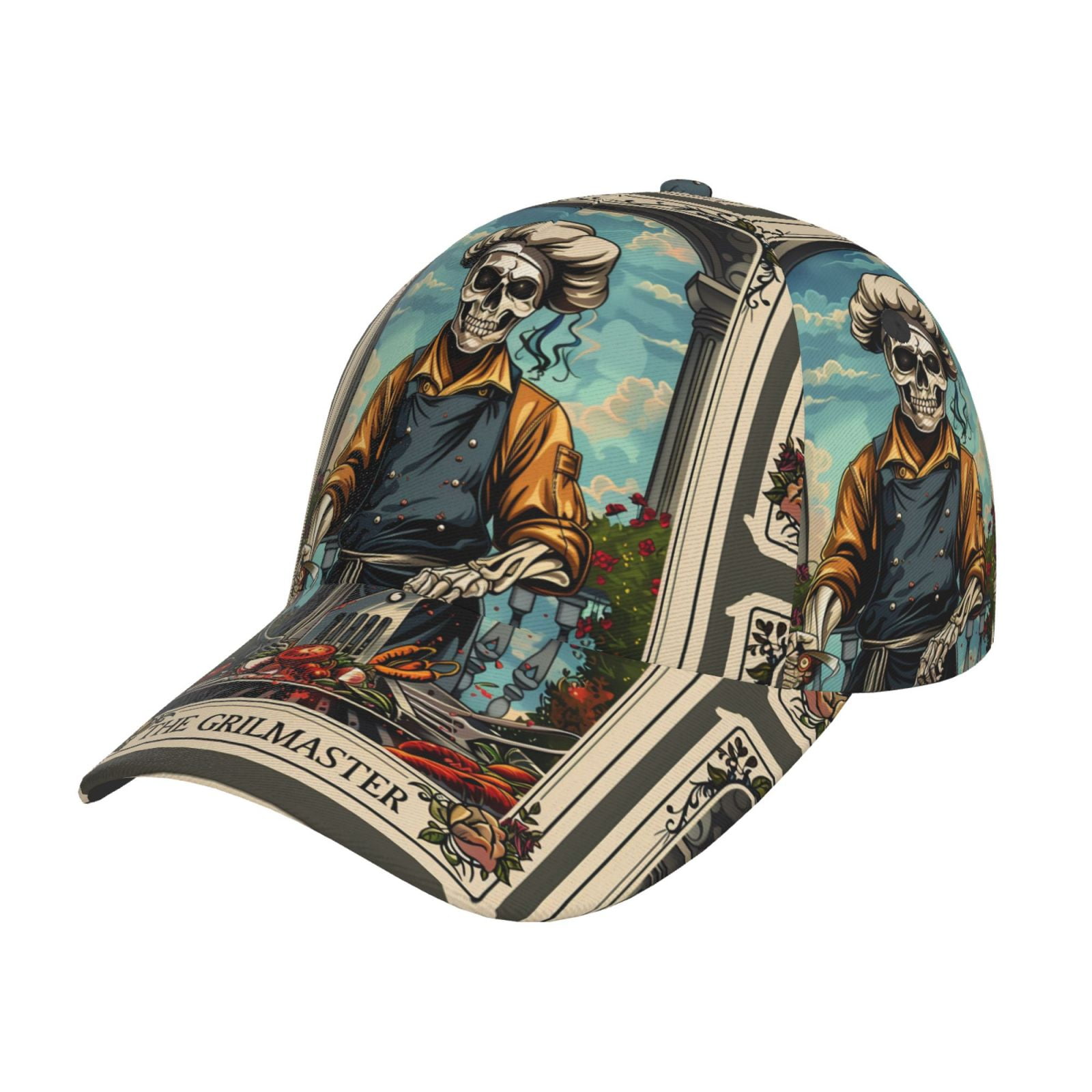 Baseball Cap - Skeleton Chef BBQ Scene Adjustable Size Hats for Men ...