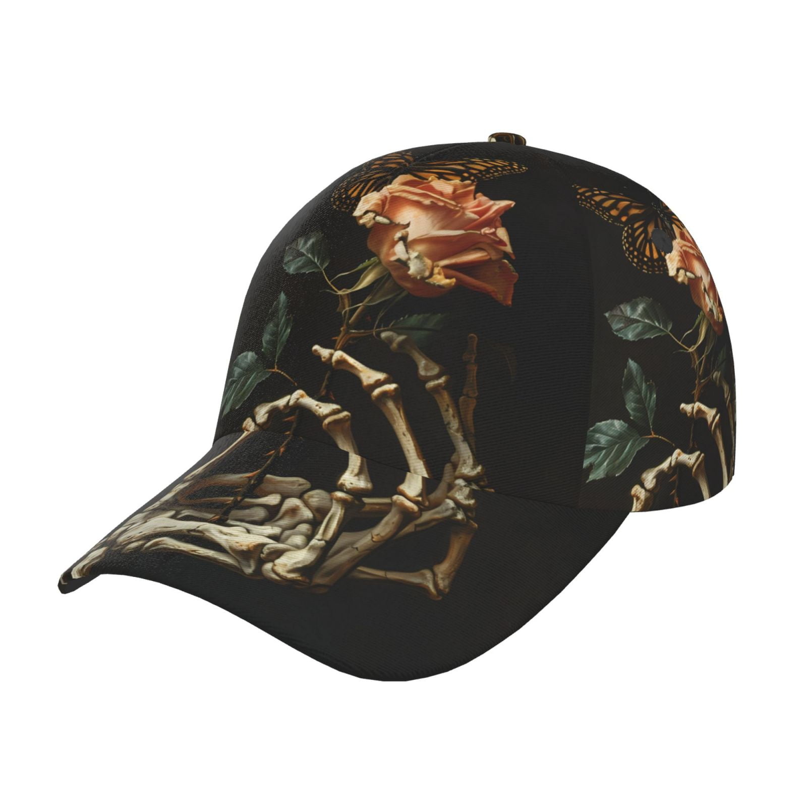 Baseball Cap - Skeleton Hand Rose Butterfly Hats for Men Women Low ...
