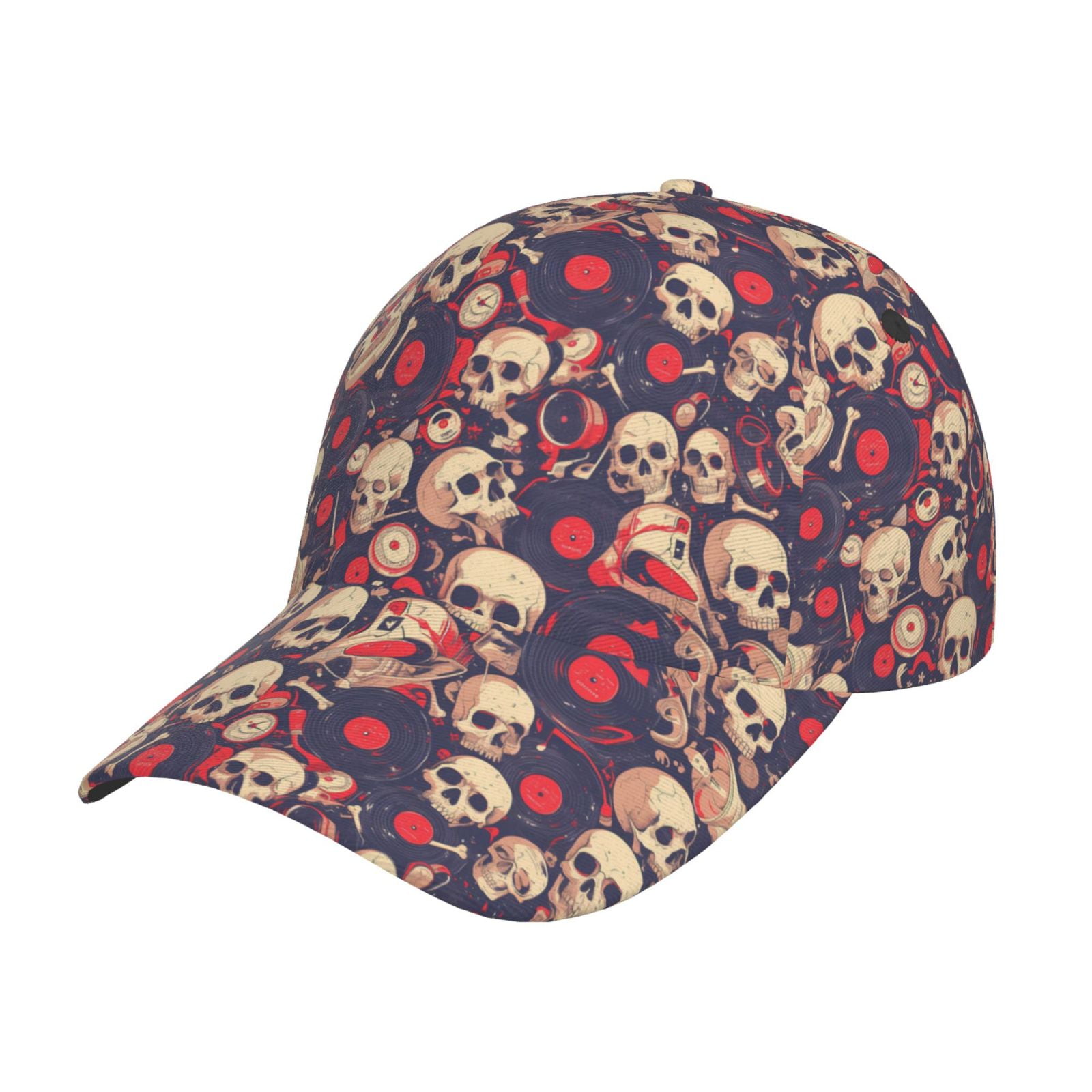 Baseball Cap, Skull Rock Music Record Hats For Men Women Low Profile ...