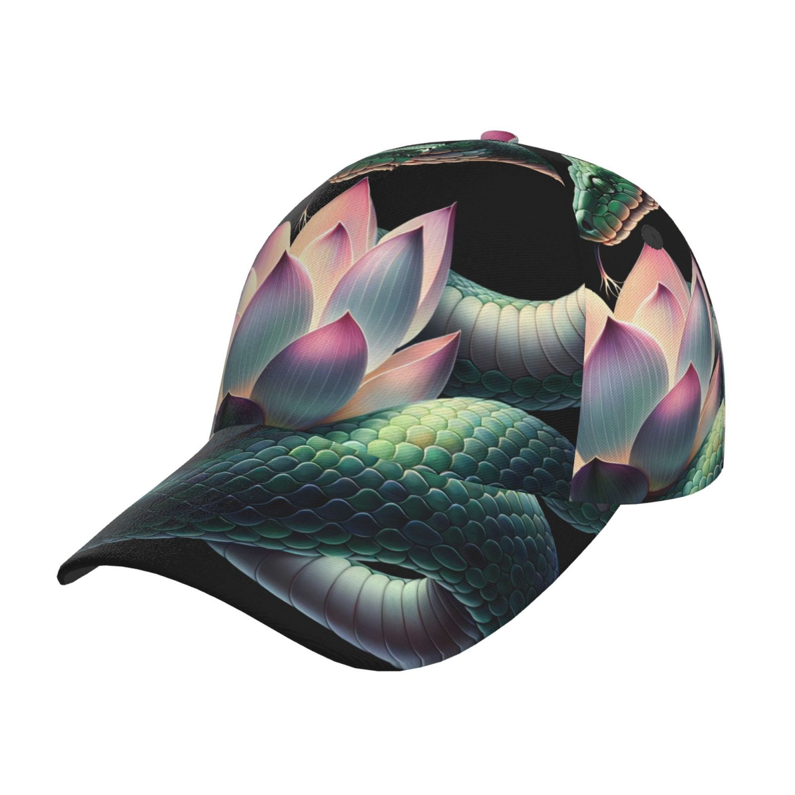 Baseball Cap - Snake Holding A Lotus Adjustable Size Hats for Men and ...