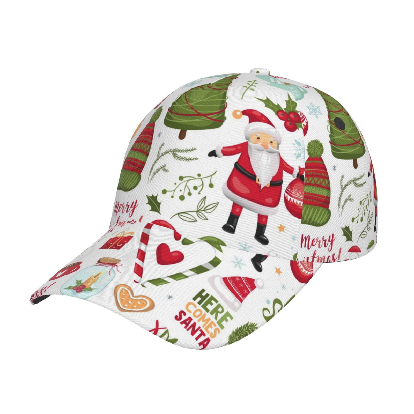 Baseball Cap - Snowflakes Santa Claus Christmas Tree Adjustable Size ...