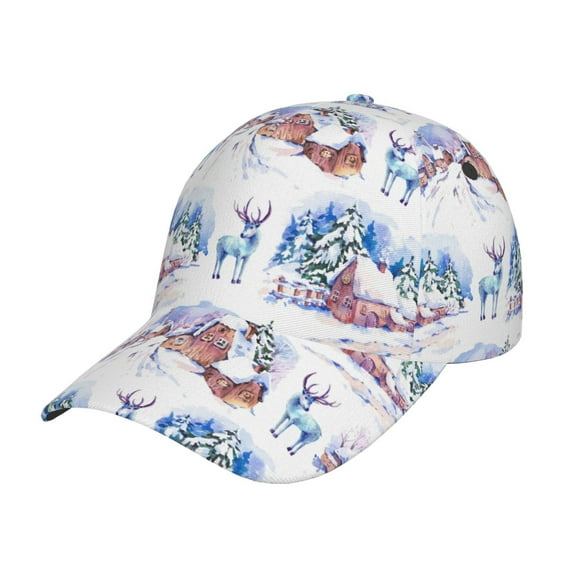 Baseball Cap - Snowy Cottage Holiday Scene Hats for Men Women Low ...