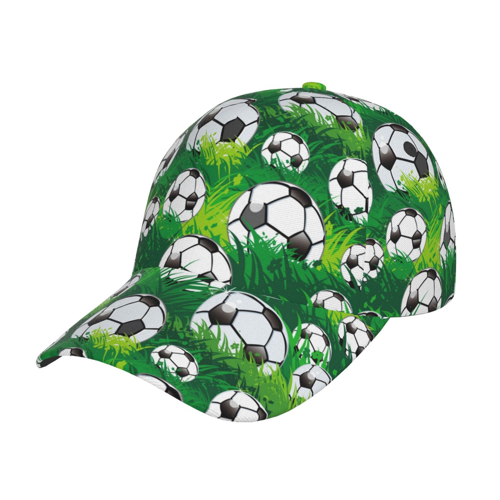 Baseball Cap - Soccer Football Ball Green Grass Adjustable Size Hats ...