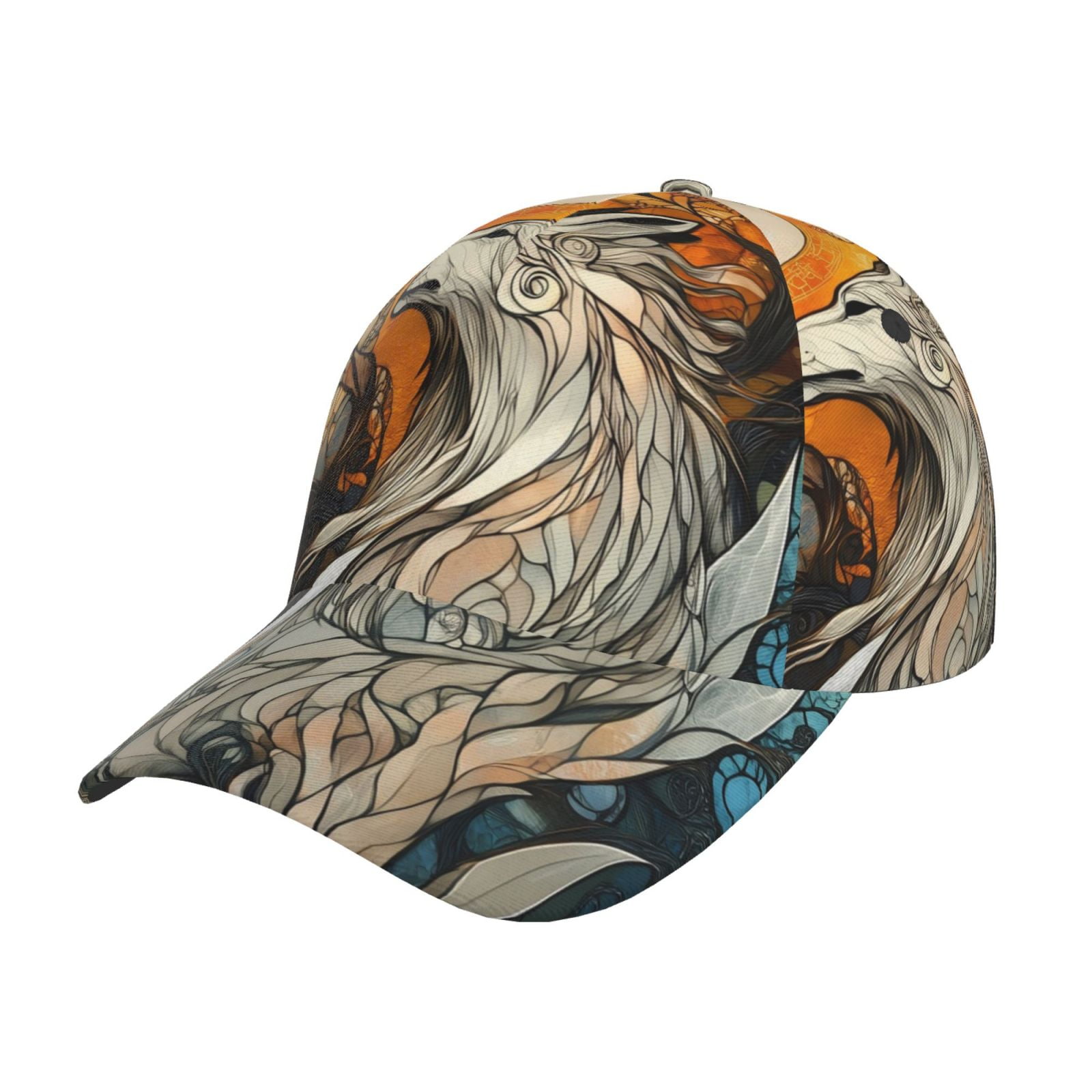 Baseball Cap, Stained Glass Wolf Moon Sun Hats for Men Women ...