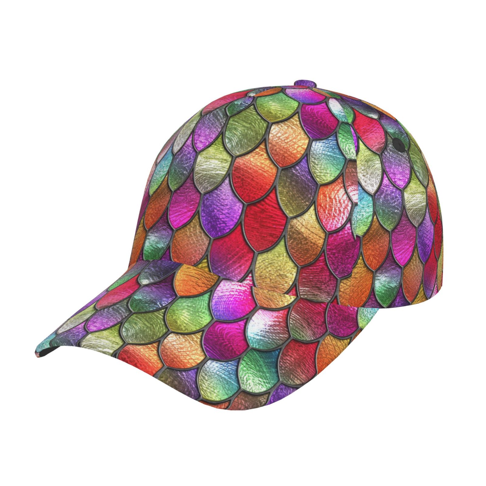 Baseball Cap - Stained glass Rainbow fish scales Hats for Men Women Low ...