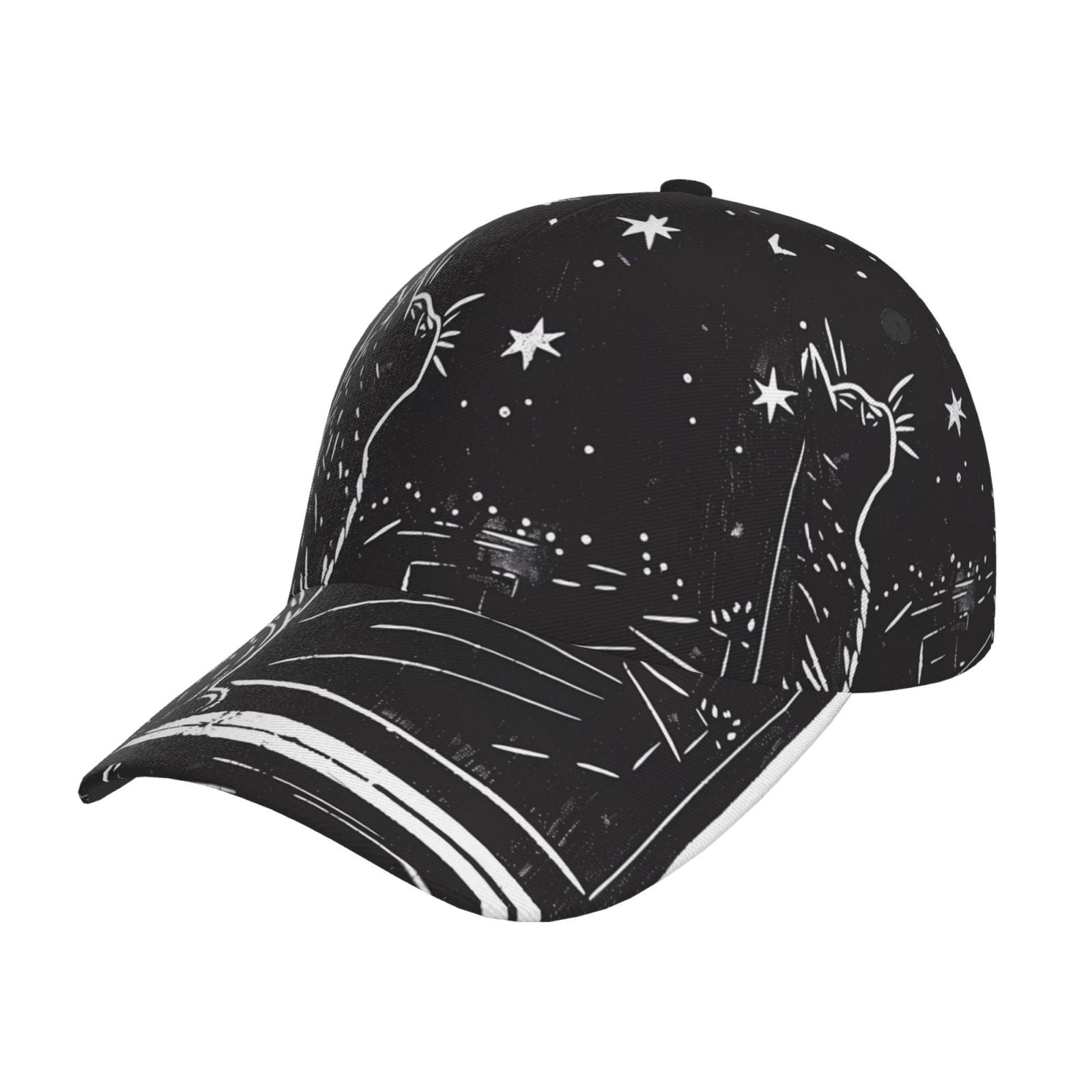 Baseball Cap - Star Gazing Cat Illustration Hats for Men Women Low ...