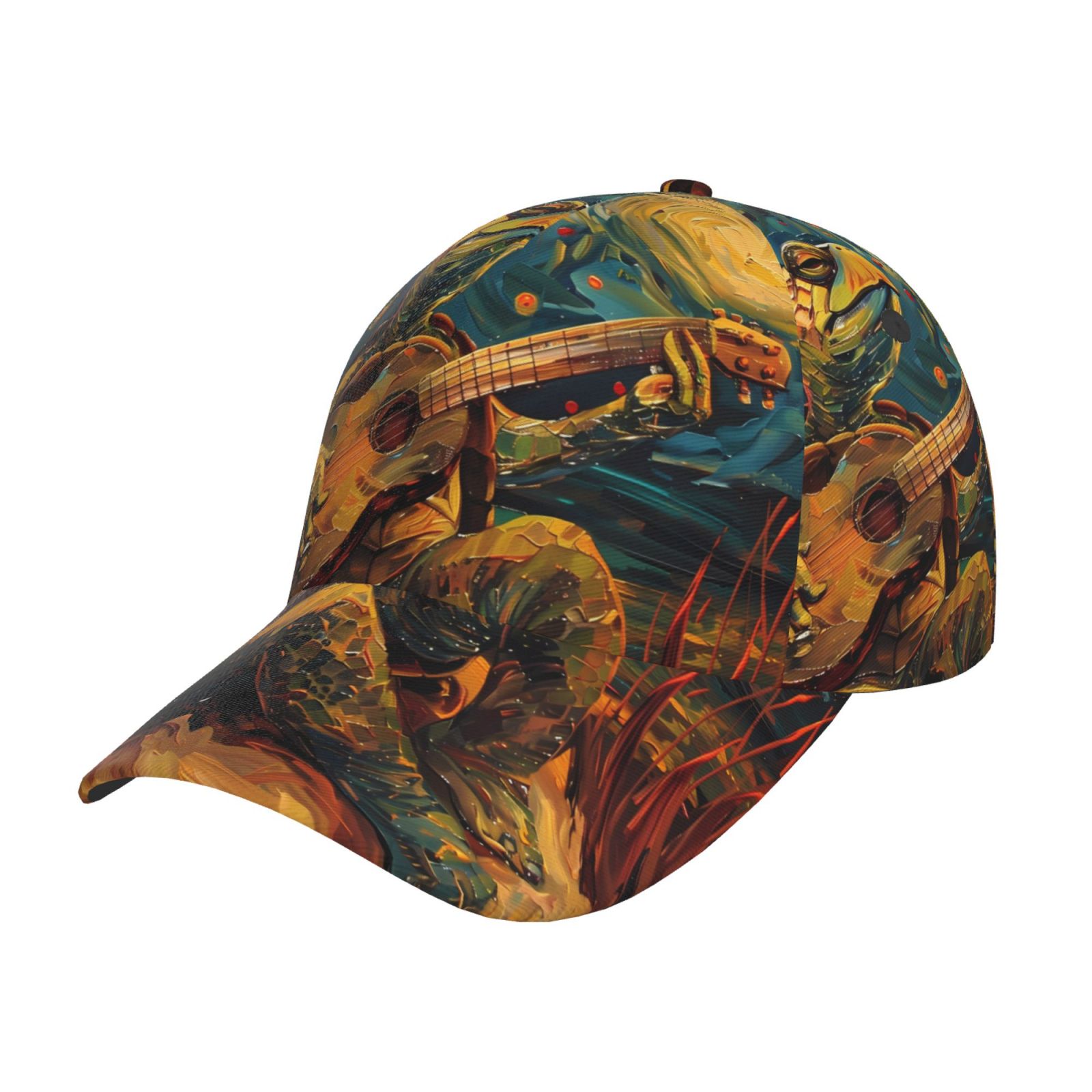 Baseball Cap - Starry Night Guitar Turtle Adjustable Size Hats For Men ...