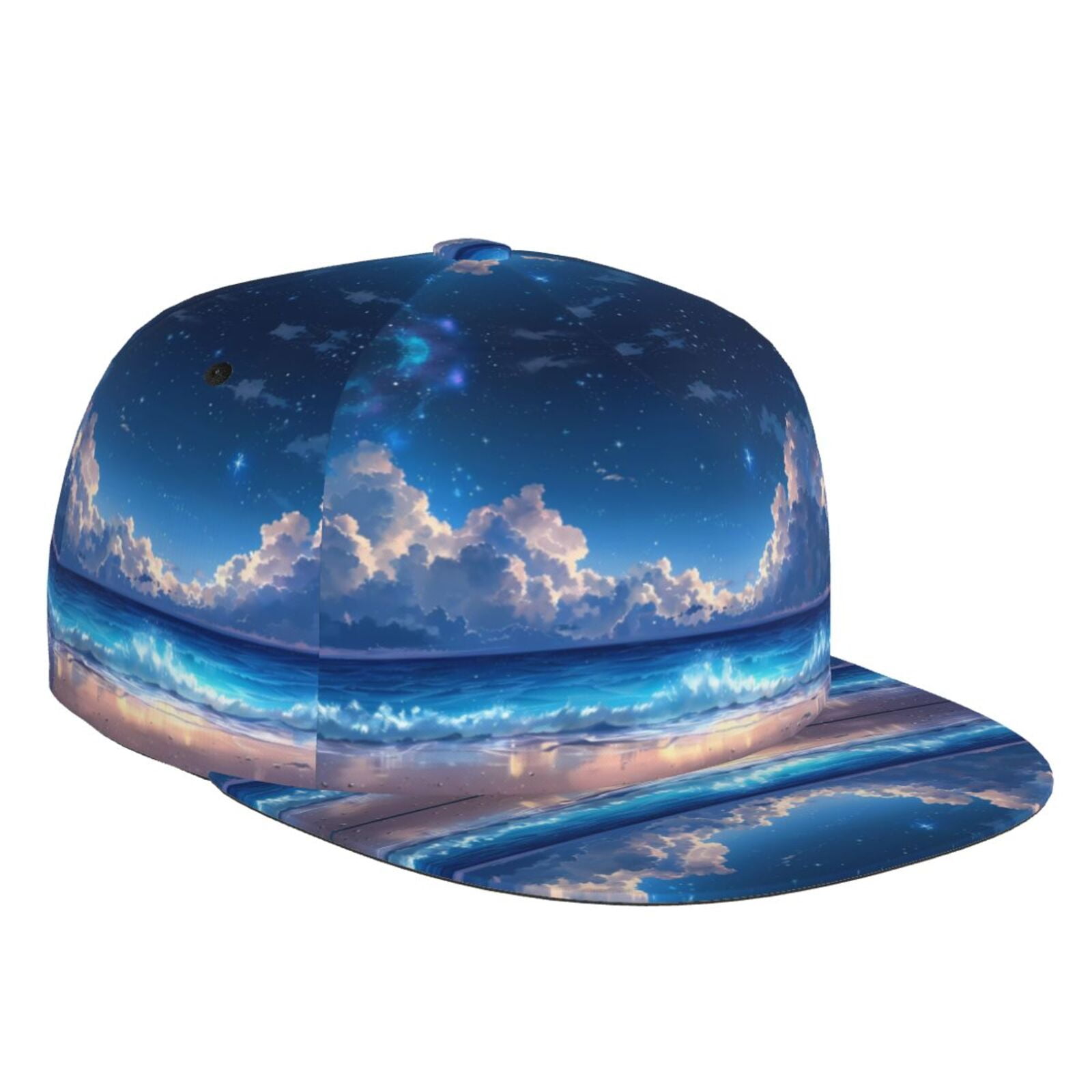 Baseball Cap Starry Night Ocean View Flat Brim Hats for Men and Women ...