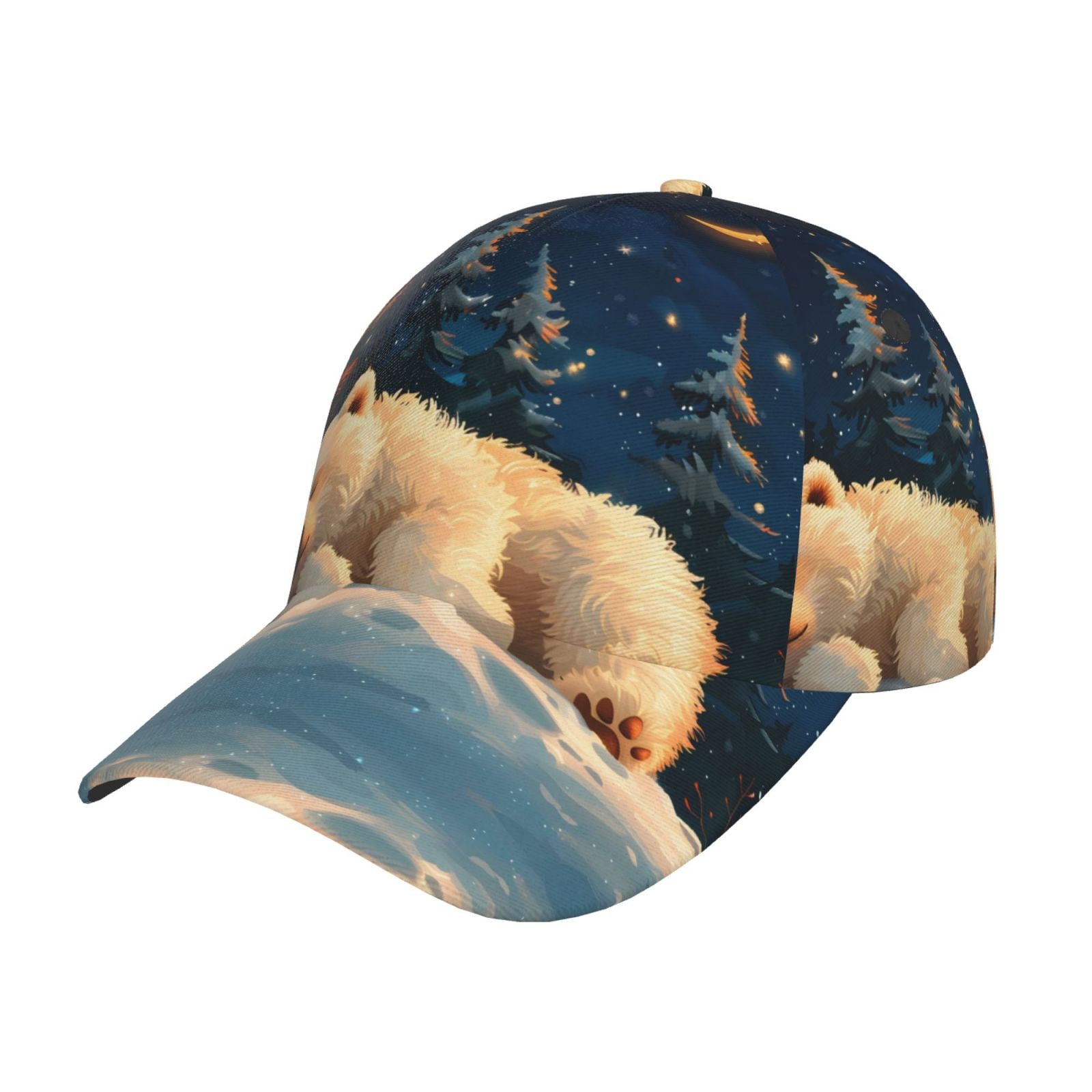 Baseball Cap, Starry Sky Sleep White Bear Trucker Hats Women Dad Hat ...