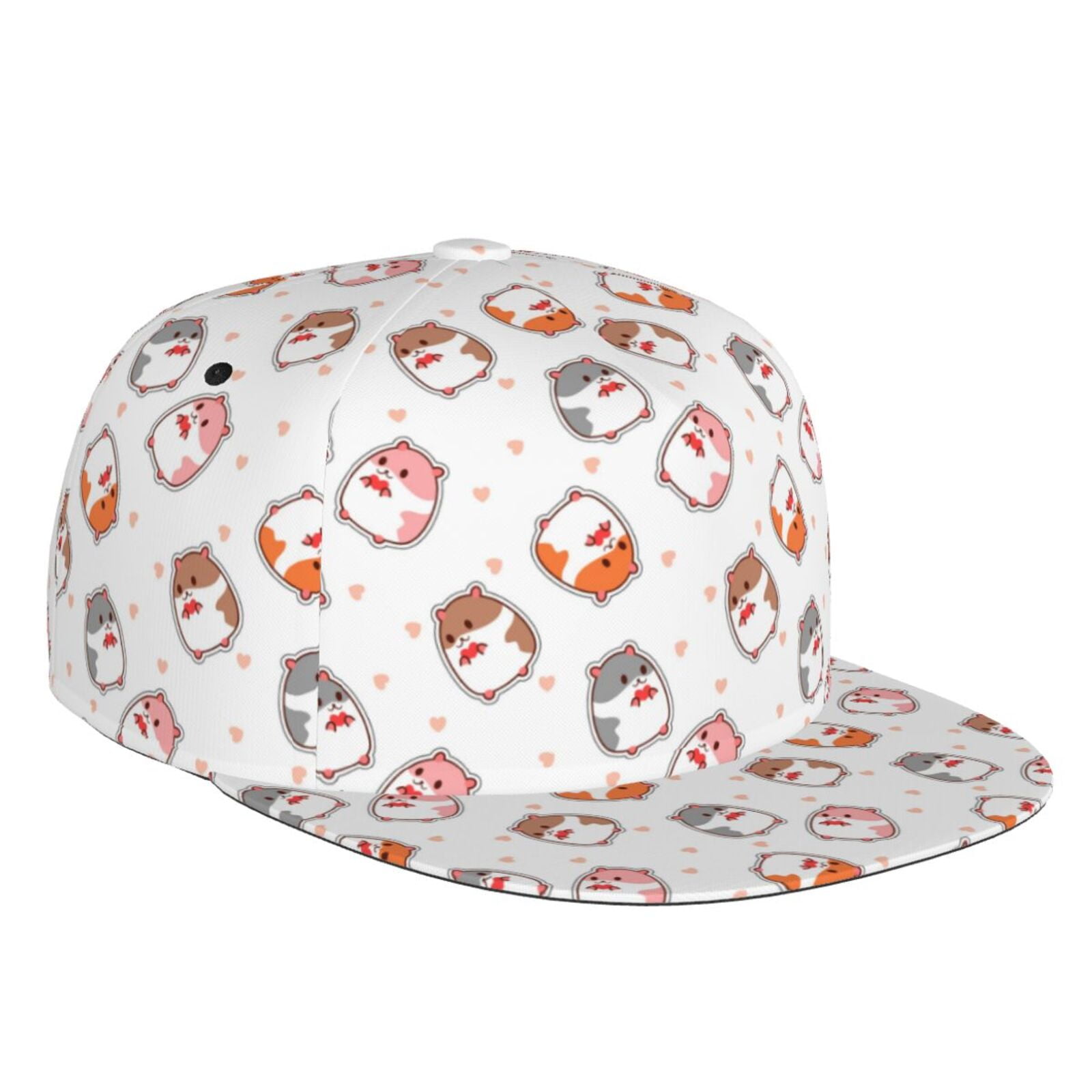 Baseball Cap Sticker Style Cute Hamster Love Flat Brim Hats for Men and ...
