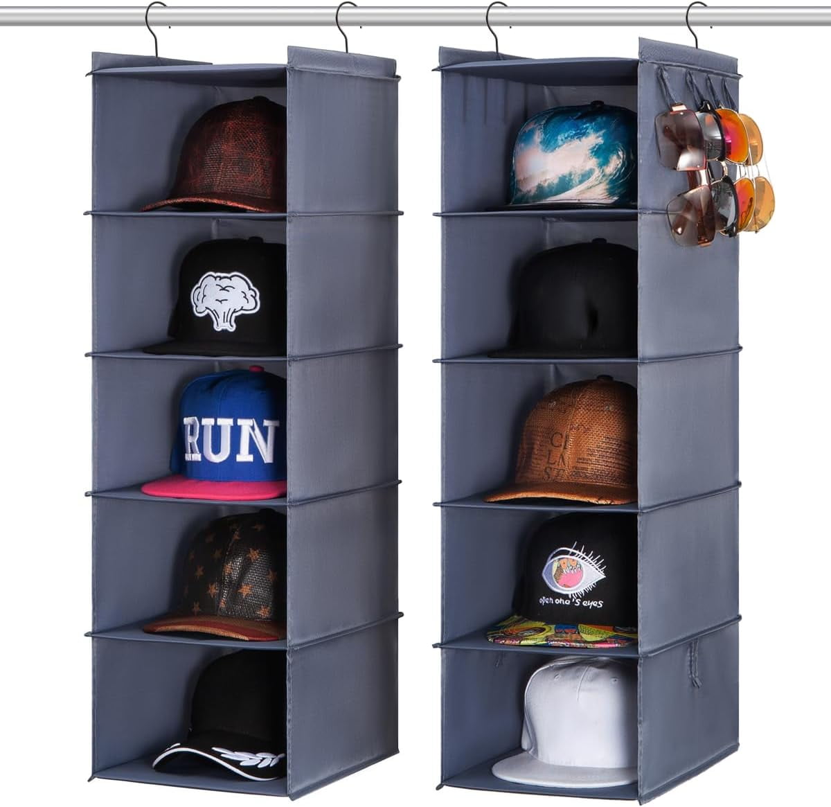 Baseball Cap Storage for Closet Hanging Hat Organizer Hat Rack 10-Shelf ...