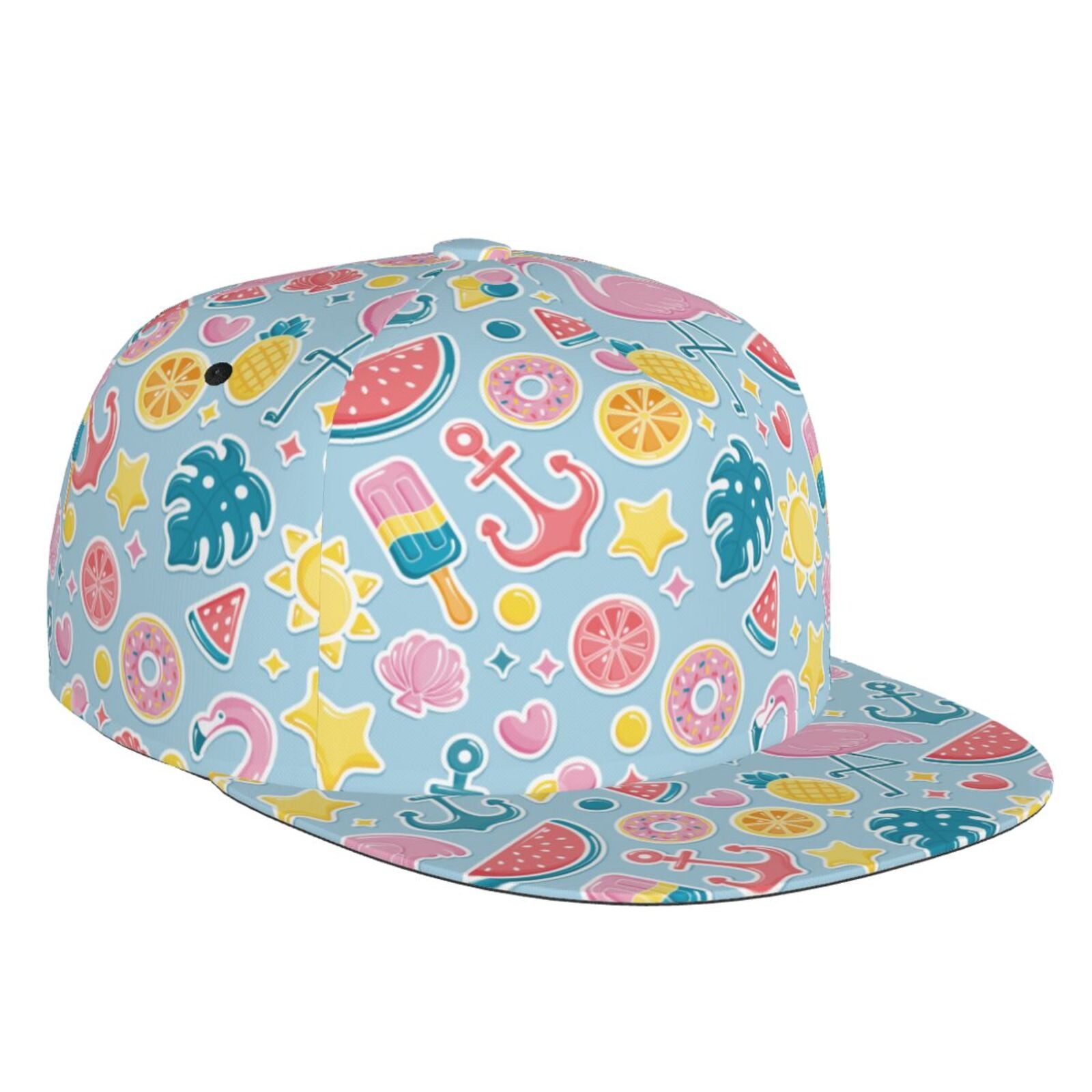 Baseball Cap Summer Bird Watermelon Flat Brim Hats for Men and Women ...