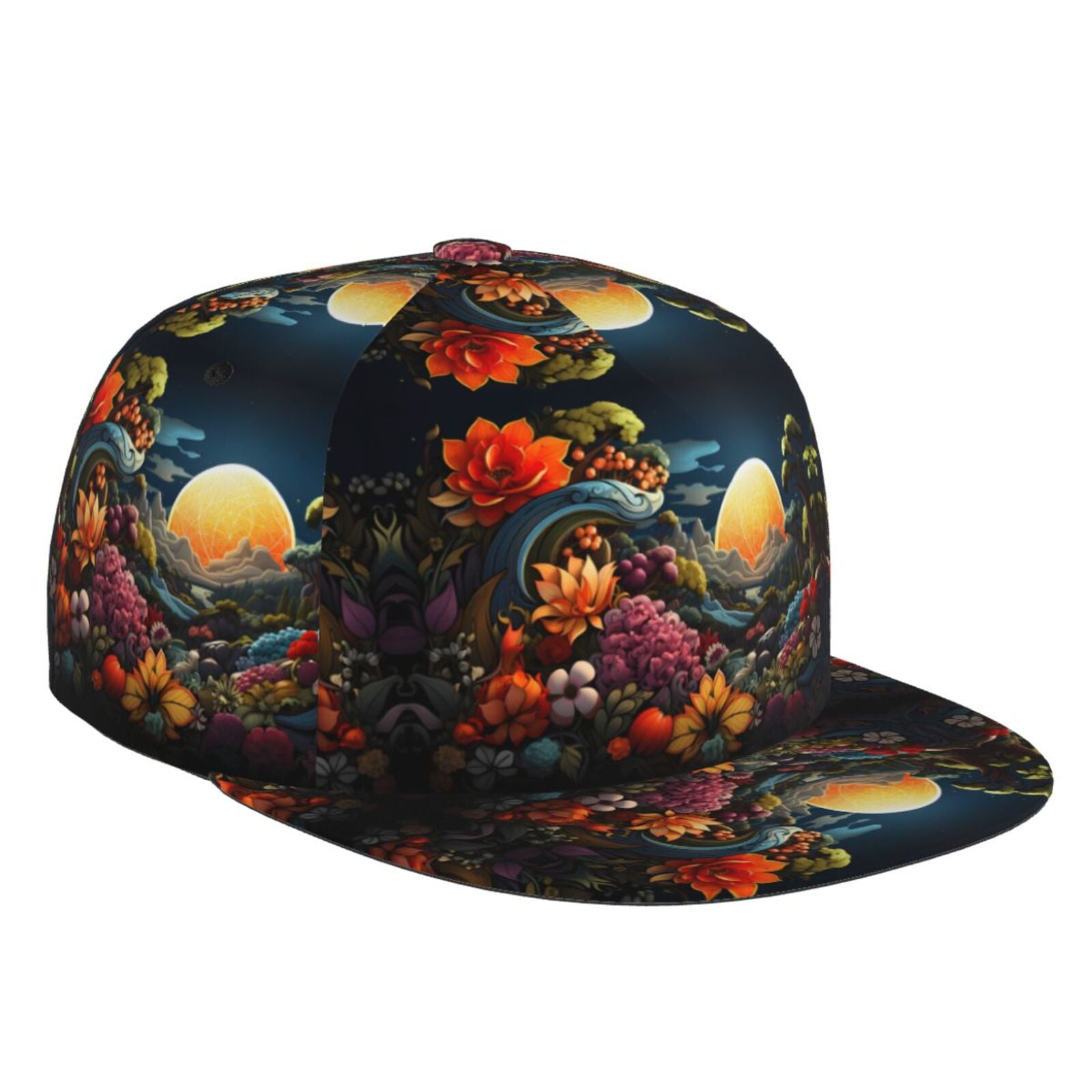Baseball Cap - Sunset Floral Fantasy Landscape Hats for Men/Women Low ...