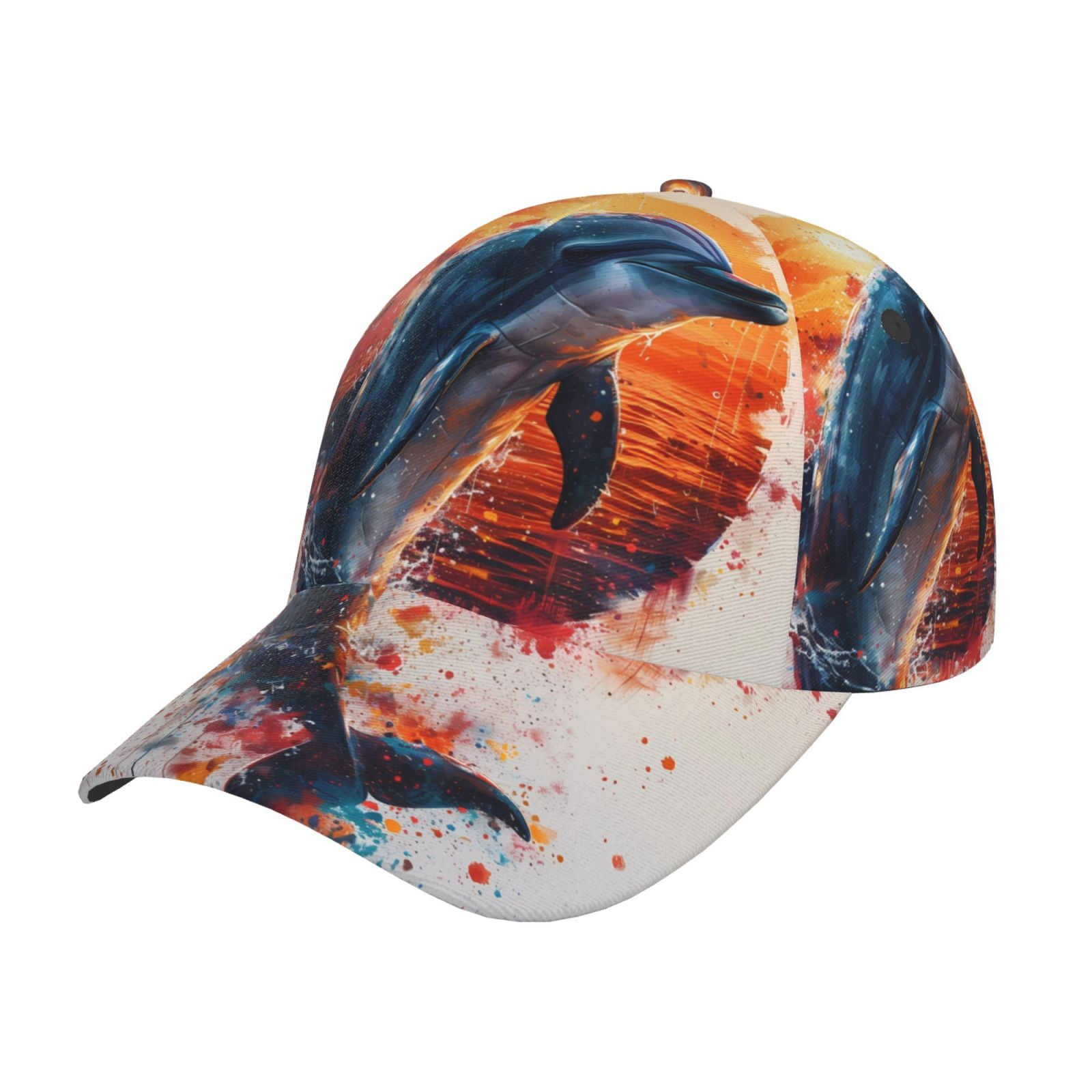 Baseball Cap, Sunset Ocean Watercolor Dolphin Trucker Hats Women Dad ...