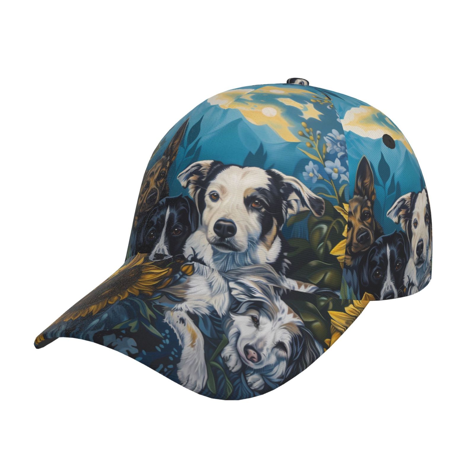 Baseball Cap - Sunset Sunflower Dog Adjustable Size Hats For Men And ...