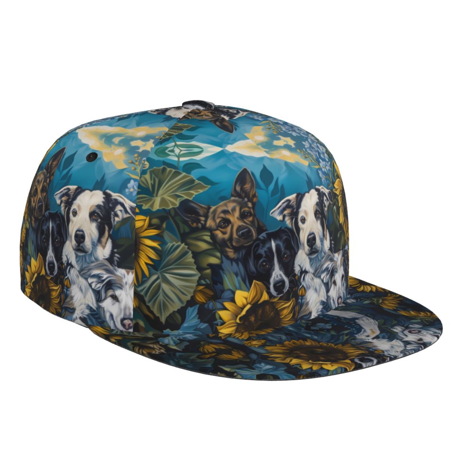 Baseball Cap Sunset Sunflower Dog Flat Brim Hats for Men and Women ...