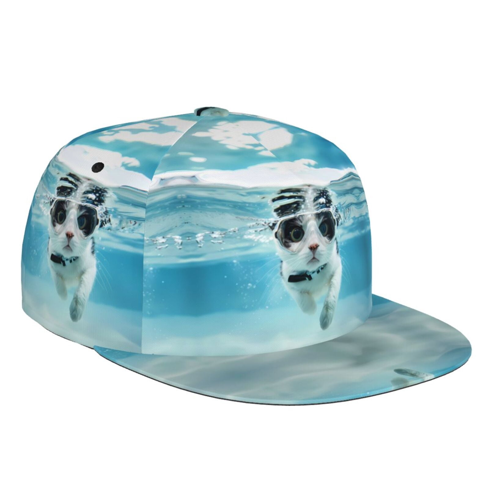 Baseball Cap Swimming Cat Goggles Flat Brim Hats for Men and Women ...