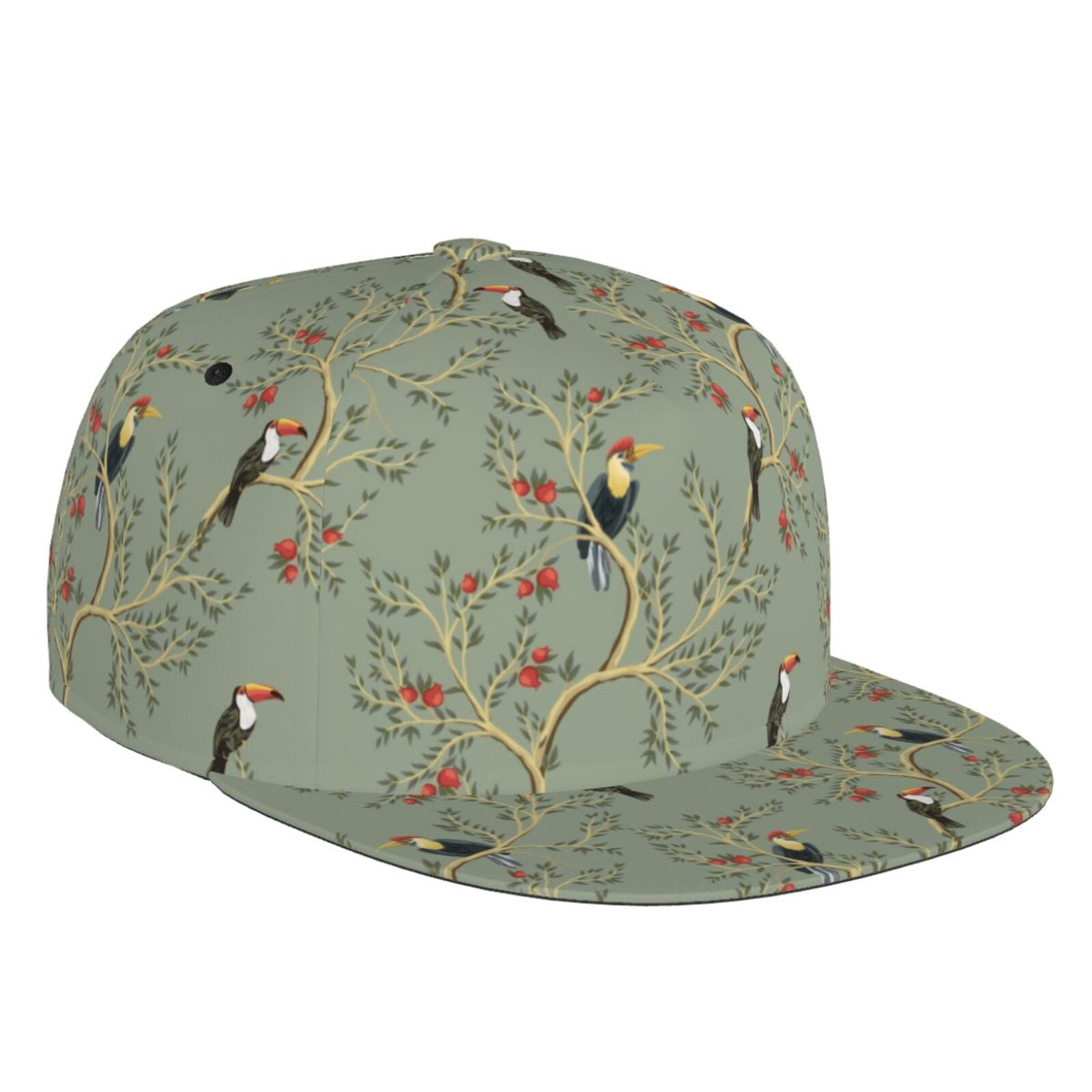 Baseball Cap Toucan Bird Pomegranate Plant Flat Brim Hats for Men and ...