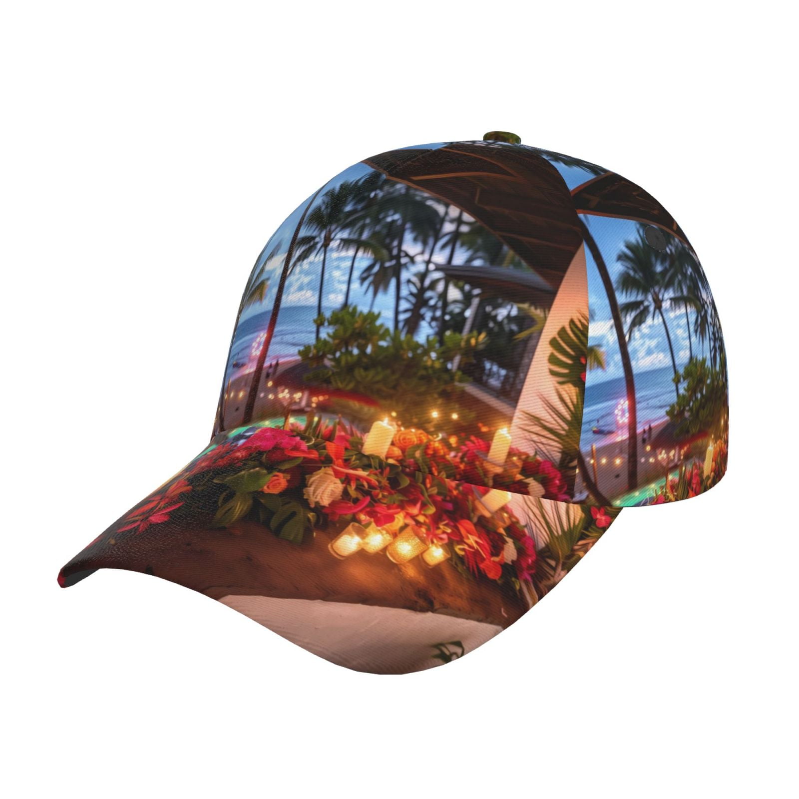 Baseball Cap, Tropical Beach Candlelight Sun Hats for Men Women ...
