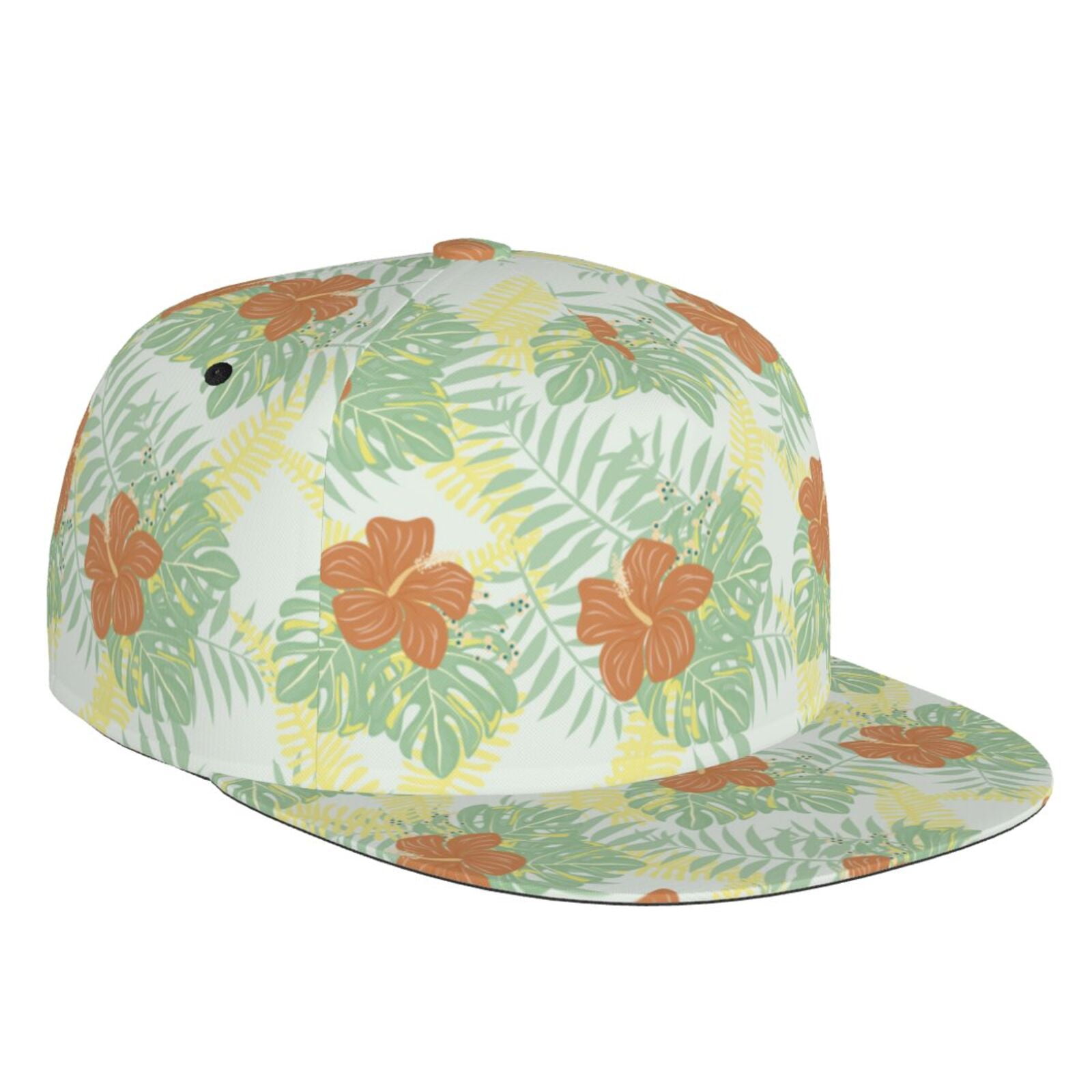 Baseball Cap Tropical flowers Flat Brim Hats for Men and Women ...