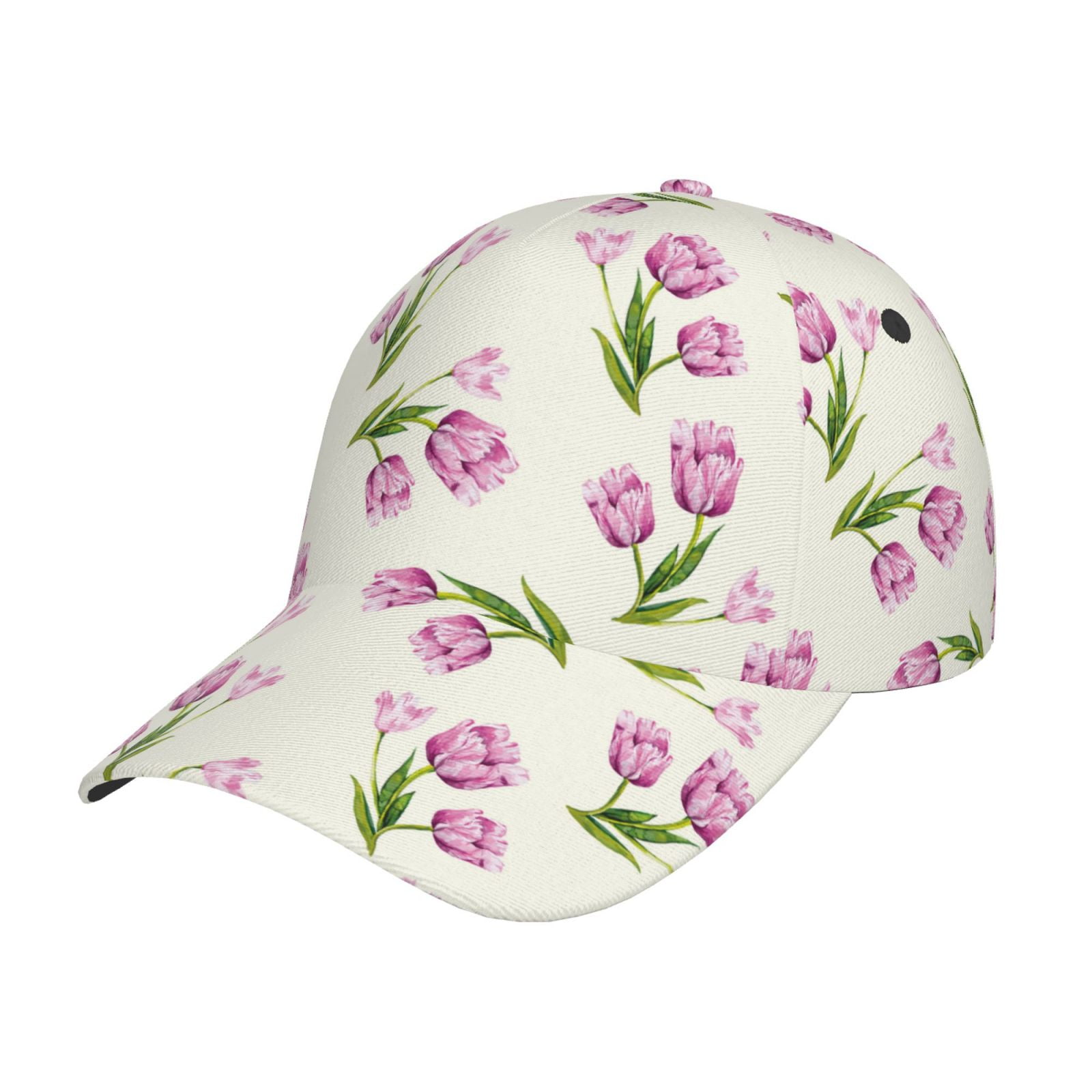 Baseball Cap - Tulips Flowers Green Leaves Adjustable Size Hats For Men ...