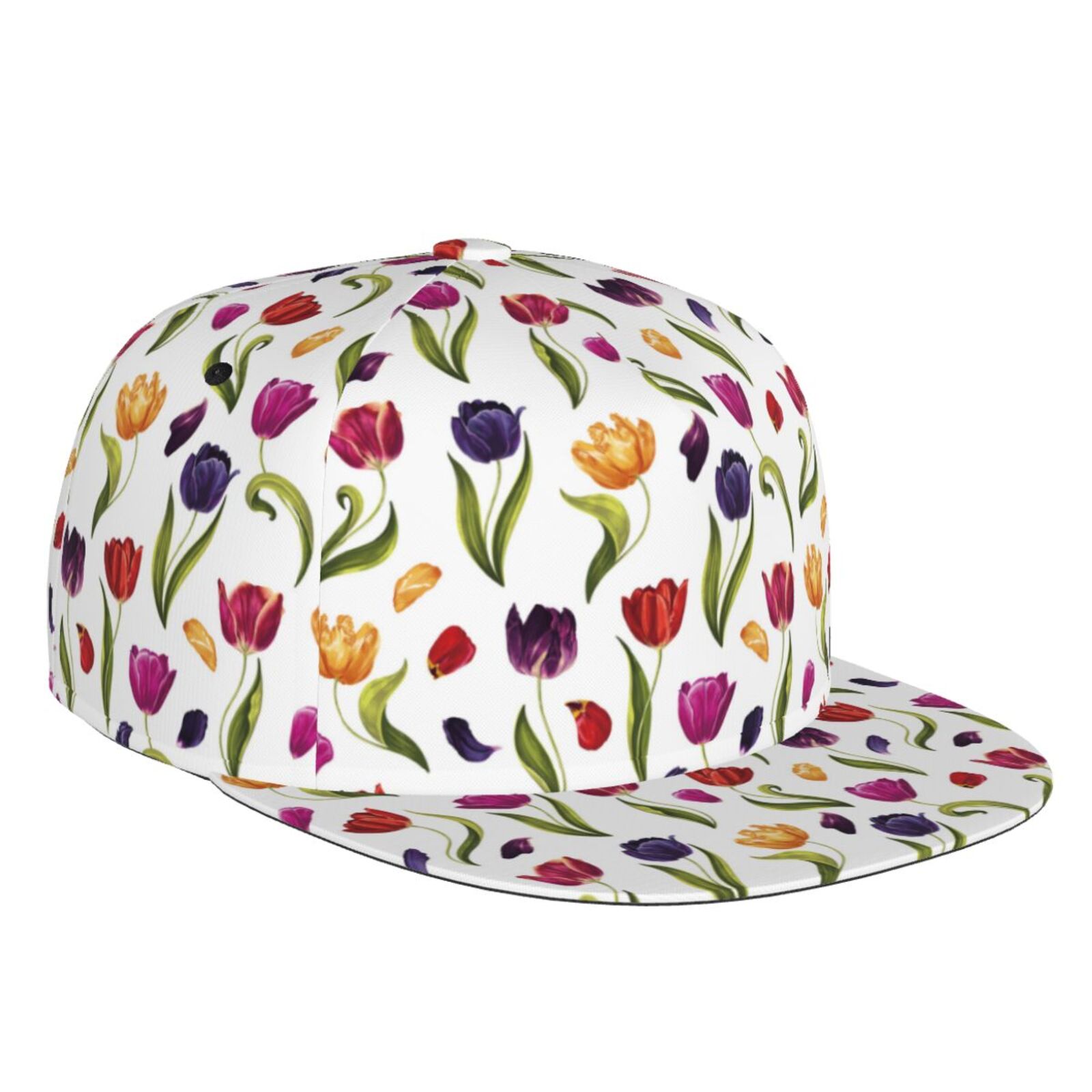 Baseball Cap Tulips Flowers Purple Petal Flat Brim Hats for Men and ...