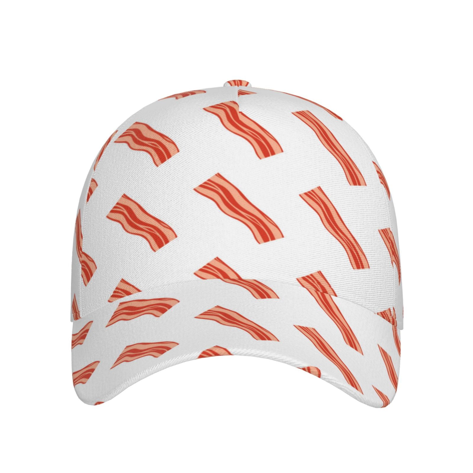 Baseball Cap, Twill Bacon Print White Trucker Hats Women Dad Hat For ...