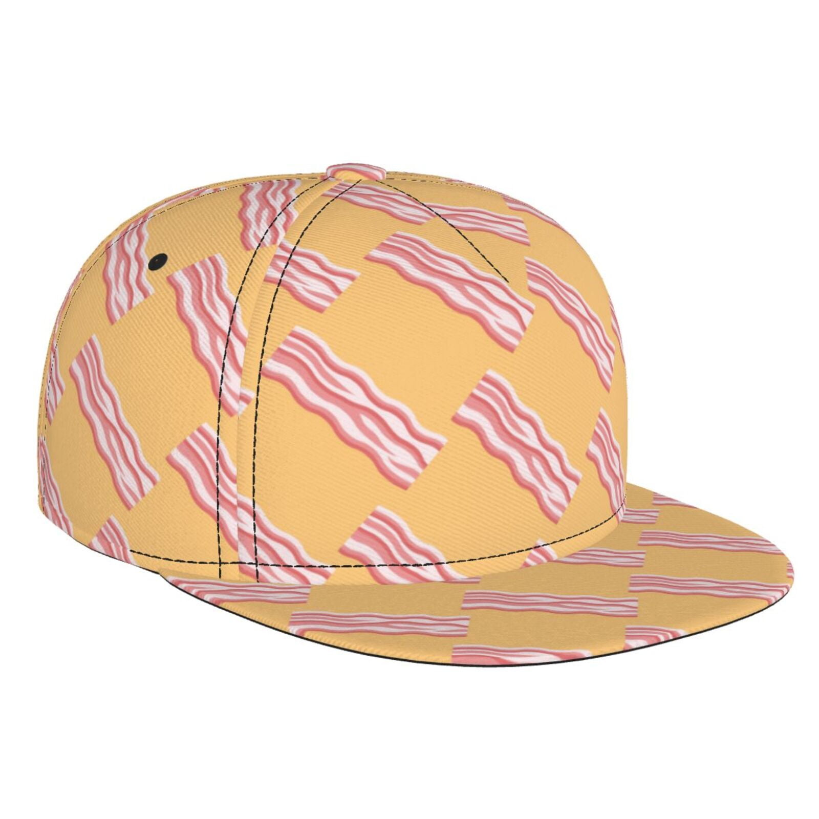 Baseball Cap - Twill Bacon Print Yellow Hats for Men/Women Low Profile ...