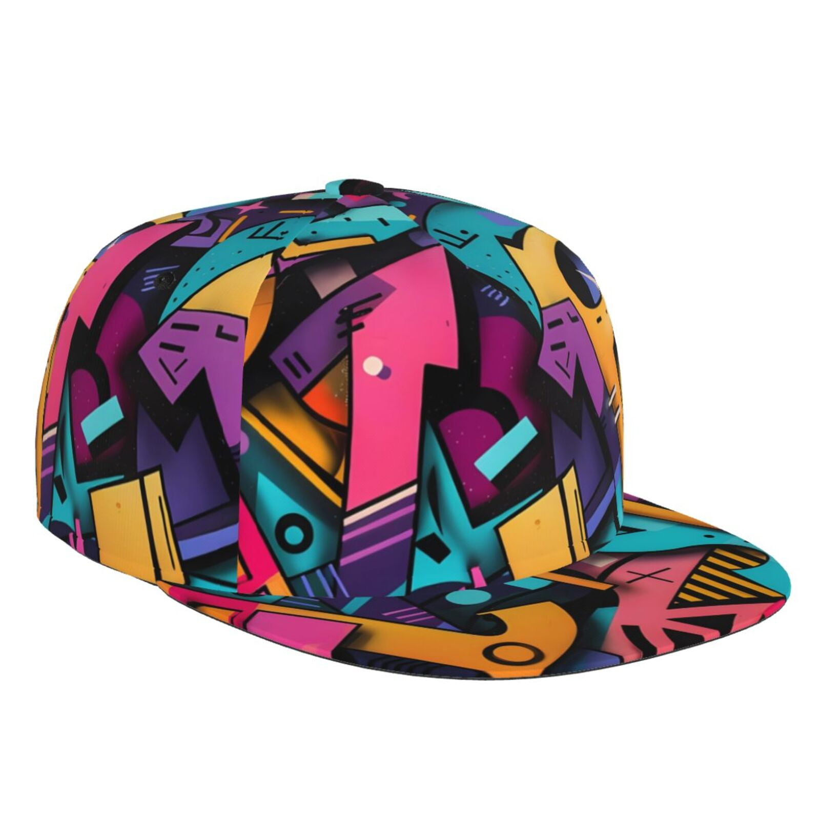 Baseball Cap Vibrant Graffiti Urban Art Flat Brim Hats for Men and ...