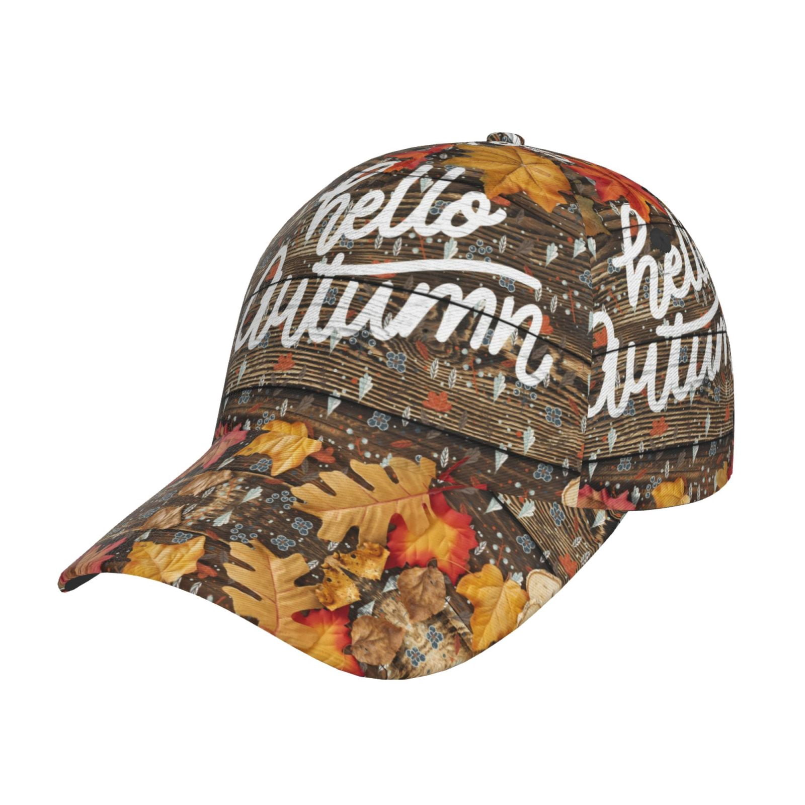 Baseball Cap - Vintage Autumn Leaf Border Adjustable Size Hats for Men ...