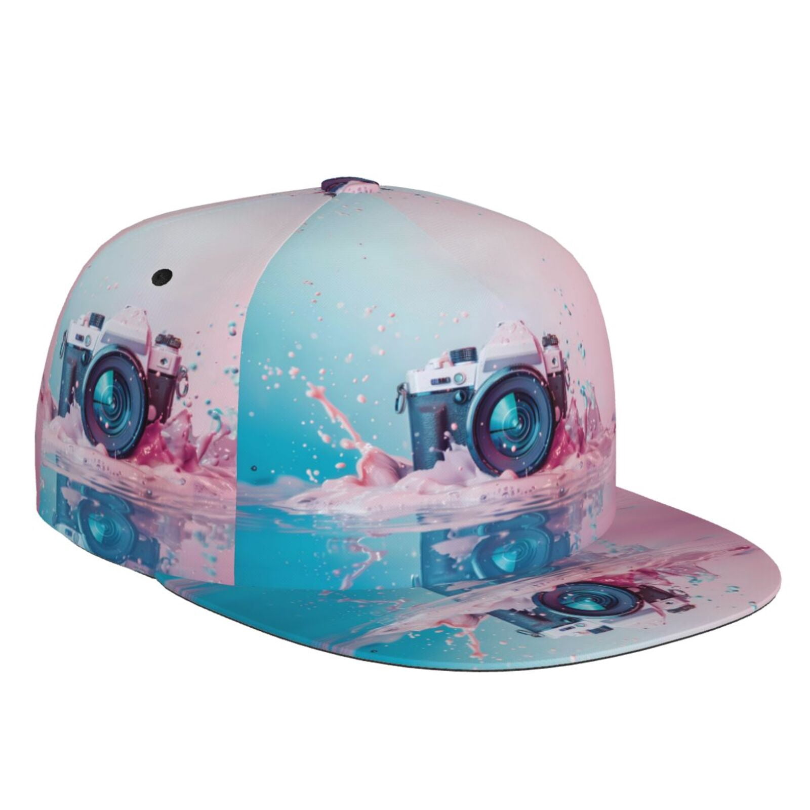 Baseball Cap Vintage Camera Splash Art Flat Brim Hats for Men and Women ...