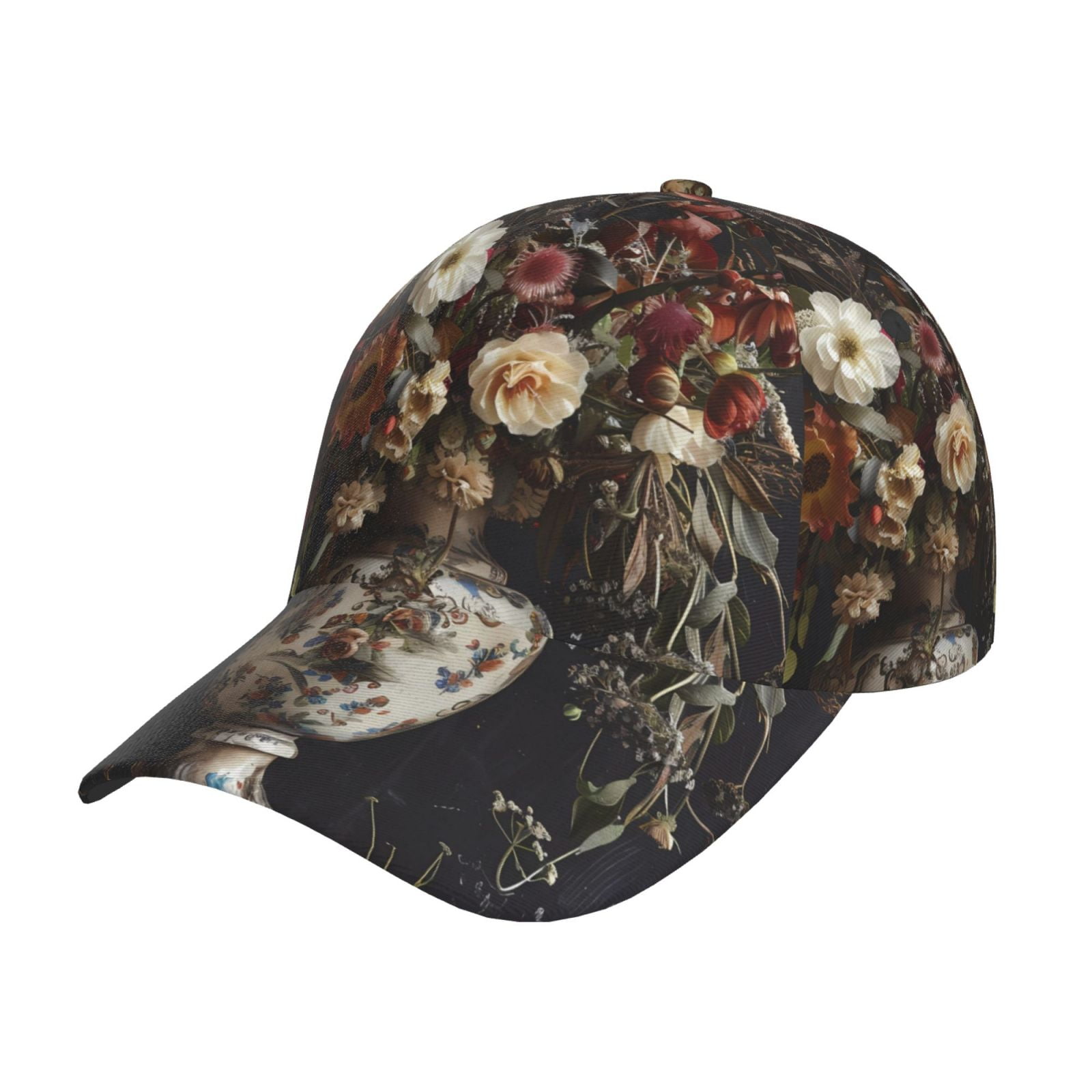 Baseball Cap - Vintage Floral Vase A Adjustable Size Hats For Men And ...
