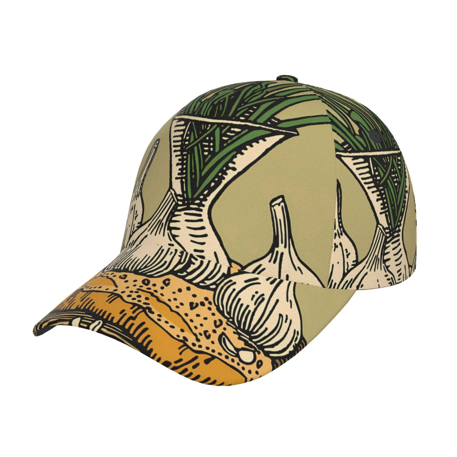 Baseball Cap, Vintage Garlic Bread Illustration Sun Hats for Men Women ...