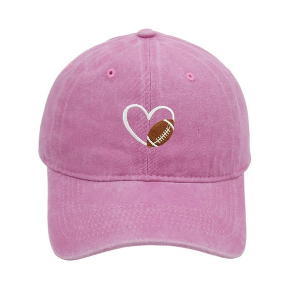 Baseball Cap Washed Baseball Caps with Embroidered Heart Football ...