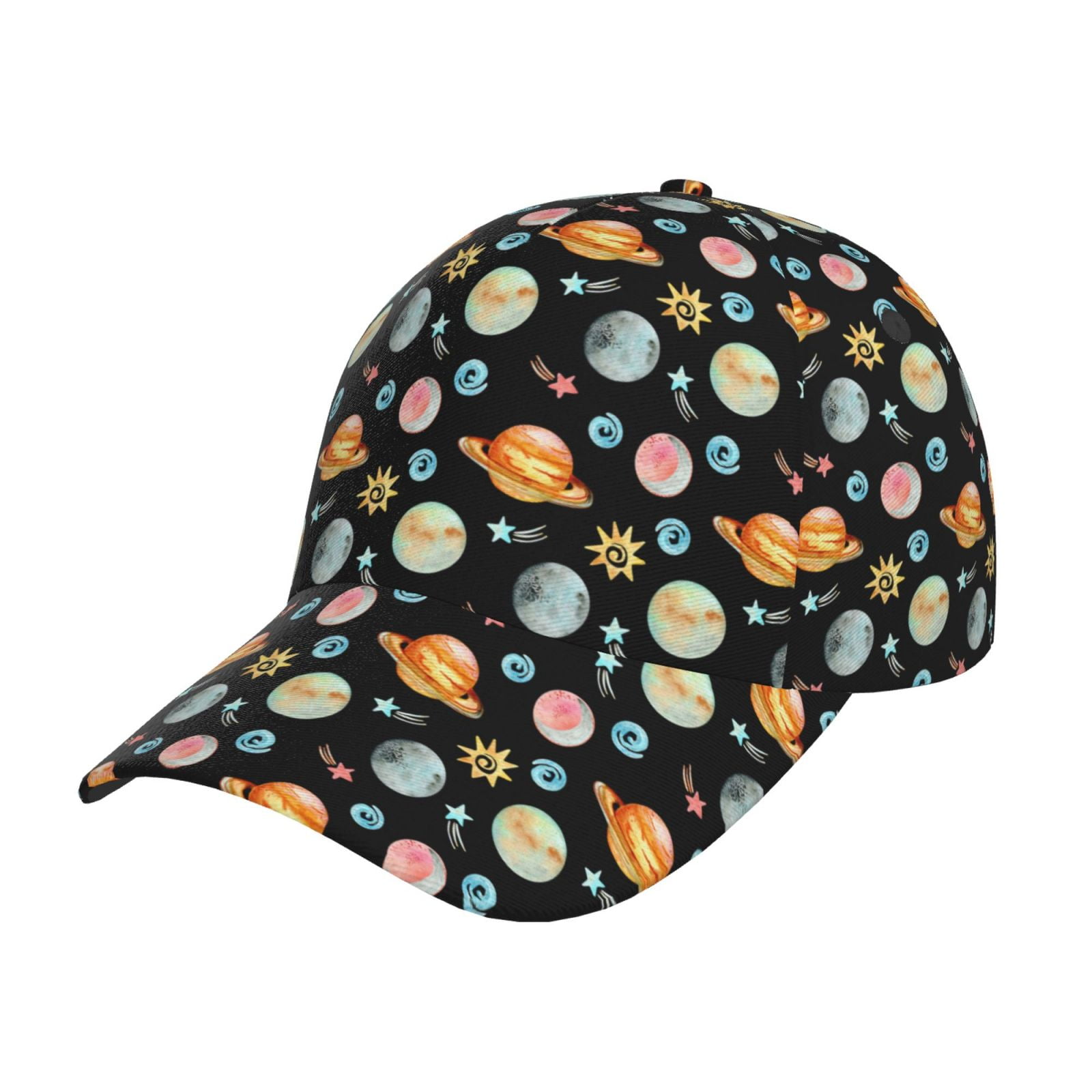 Baseball Cap - Watercolor Space Planets Adjustable Size Hats for Men ...