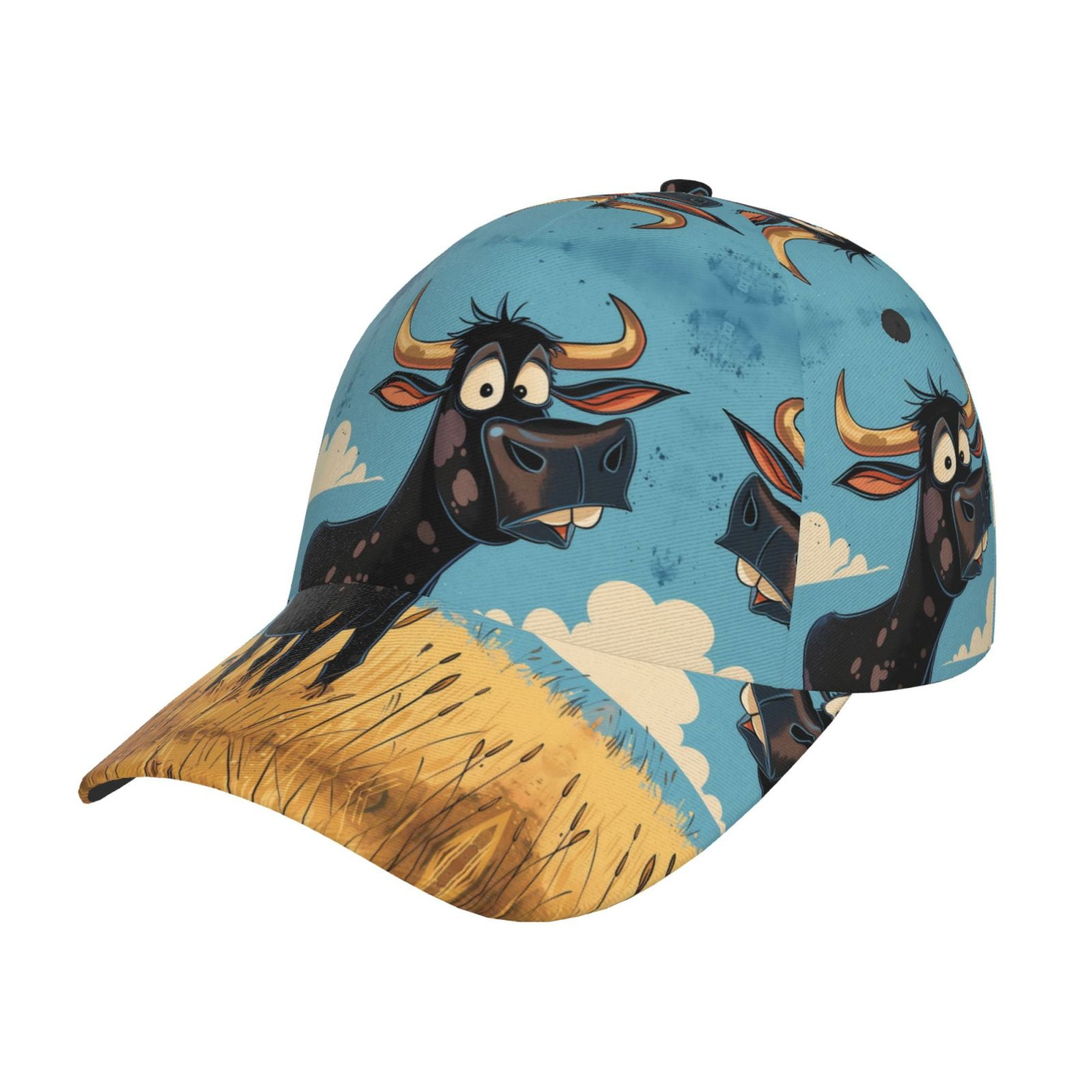 Baseball Cap - Whimsical Cartoon Cow Adjustable Size Hats For Men And ...