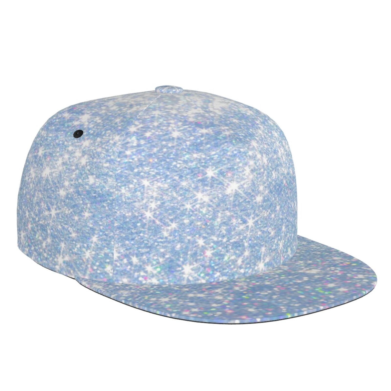 Baseball Cap - White Bule Glitter Hats for Men/Women Low Profile ...