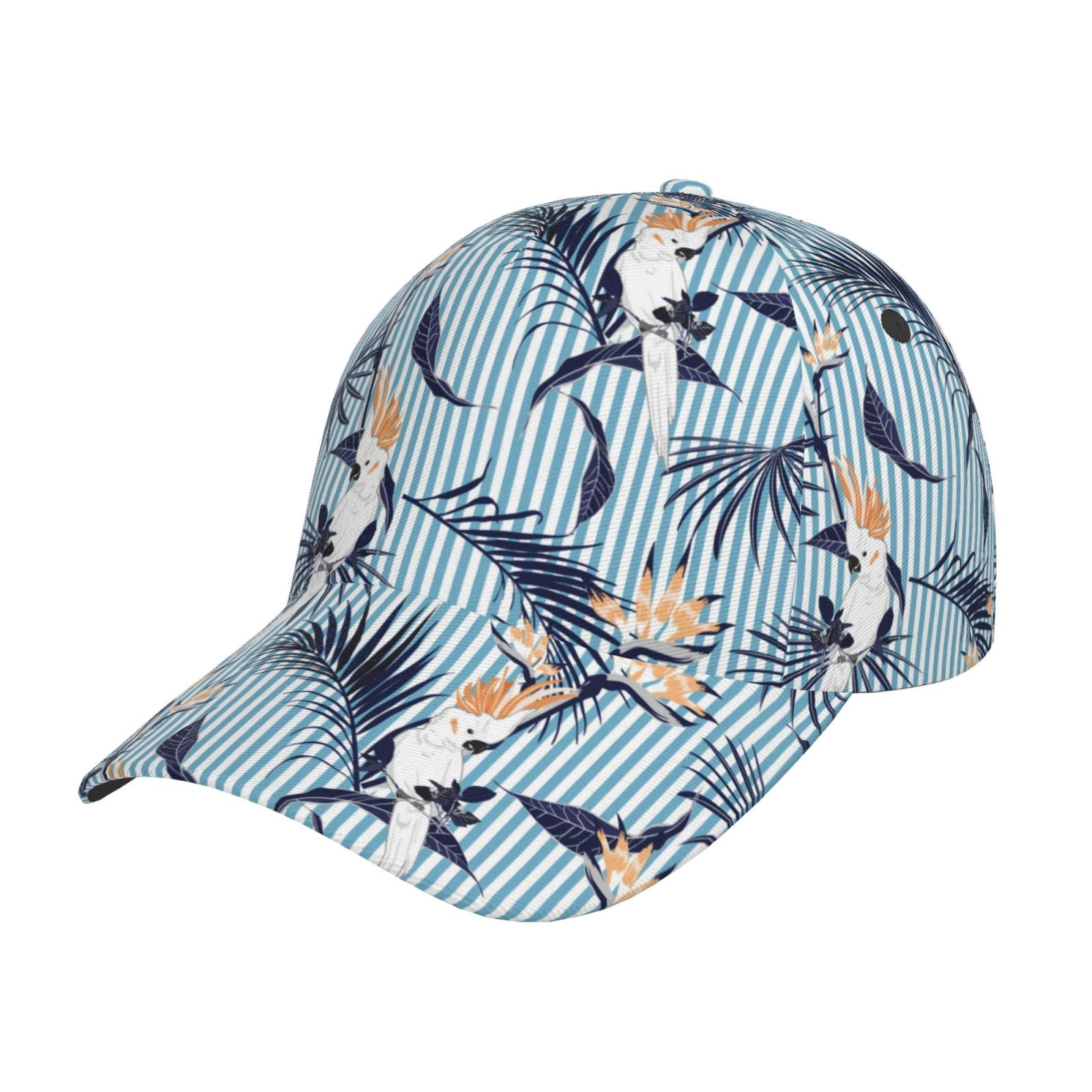 Baseball Cap, White Cockatoo Parrot Palm Leaves Hats For Men Women Low ...