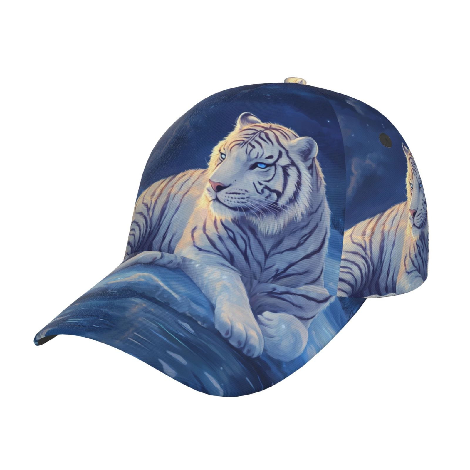 Baseball Cap - White Tiger Under Full Moon Hats for Men Women Low ...
