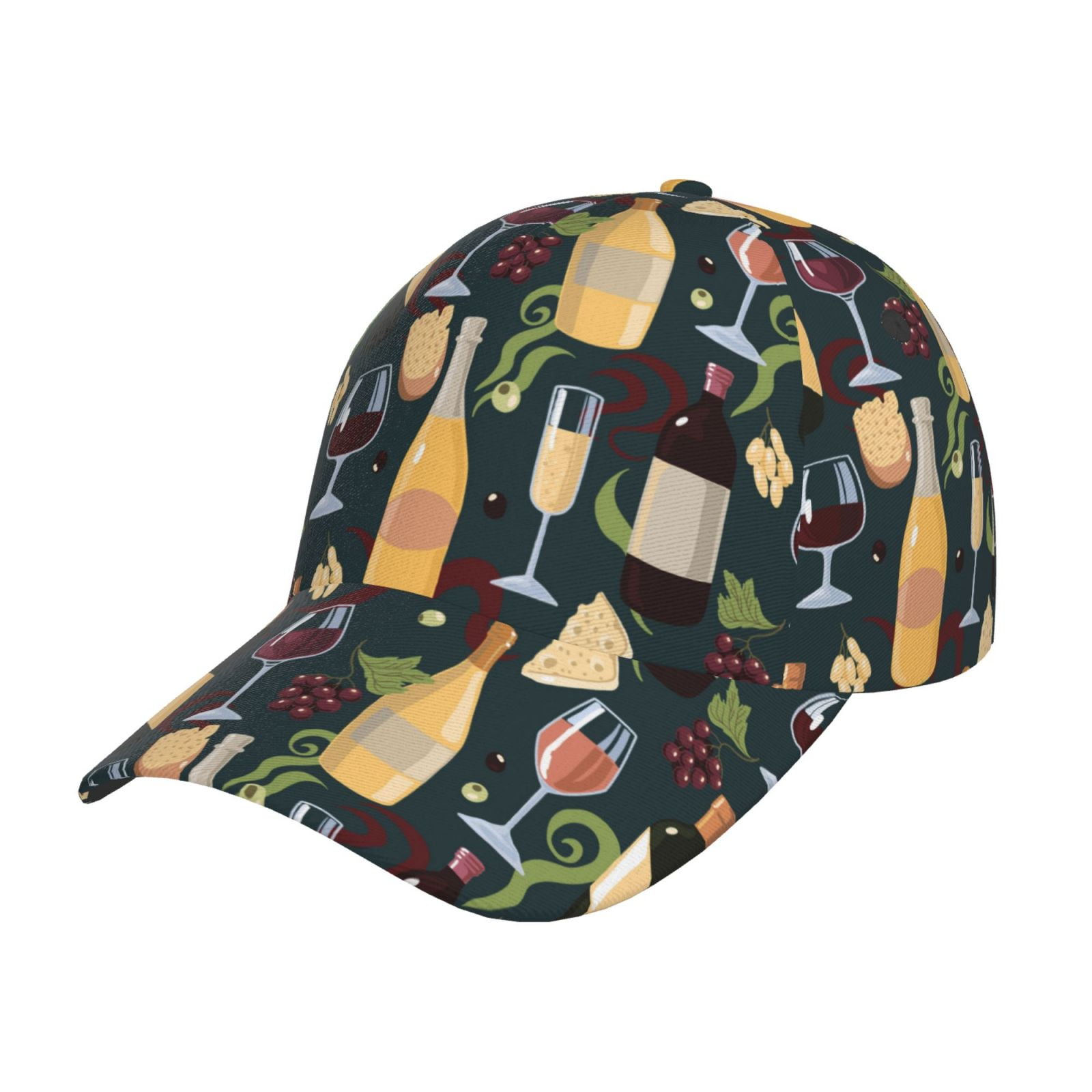 Baseball Cap - Wine Bottle Print No.9036 Adjustable Size Hats For Men ...