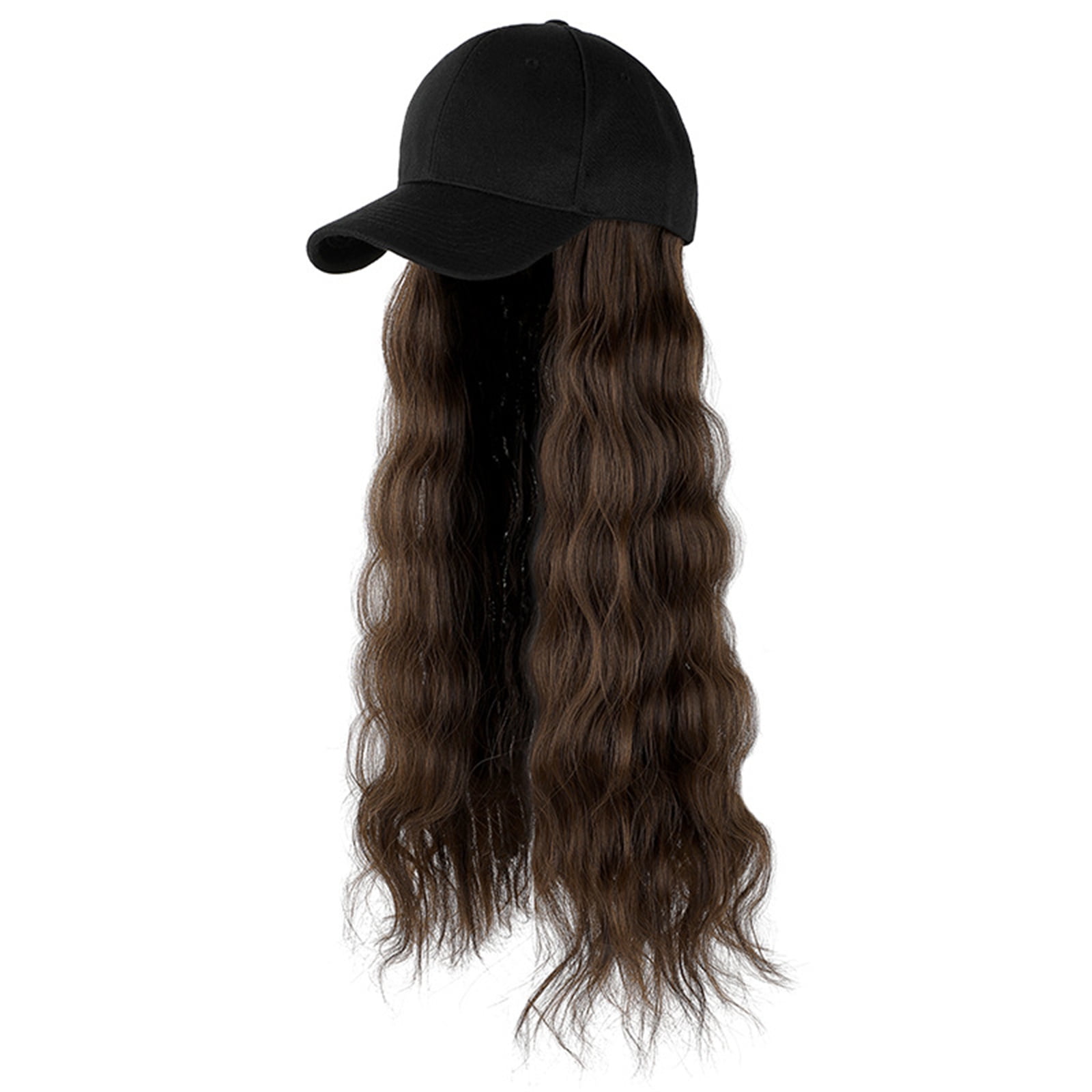Baseball Cap With Hair Extensions For Women Long Wavy Wig Curly Wig ...