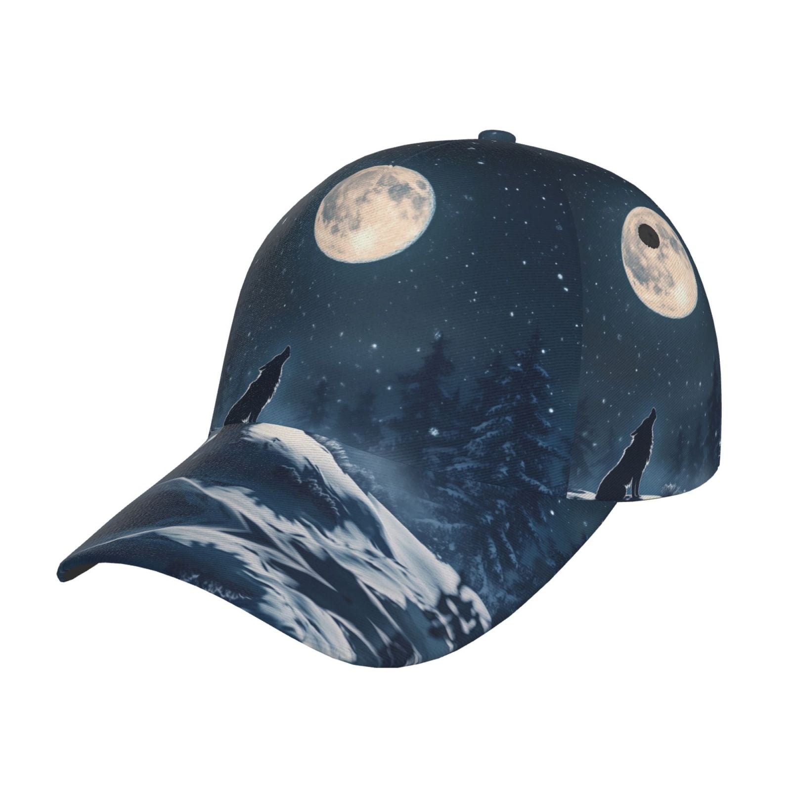 Baseball Cap, Wolf Howling Full Moon Trucker Hats Women Dad Hat for ...