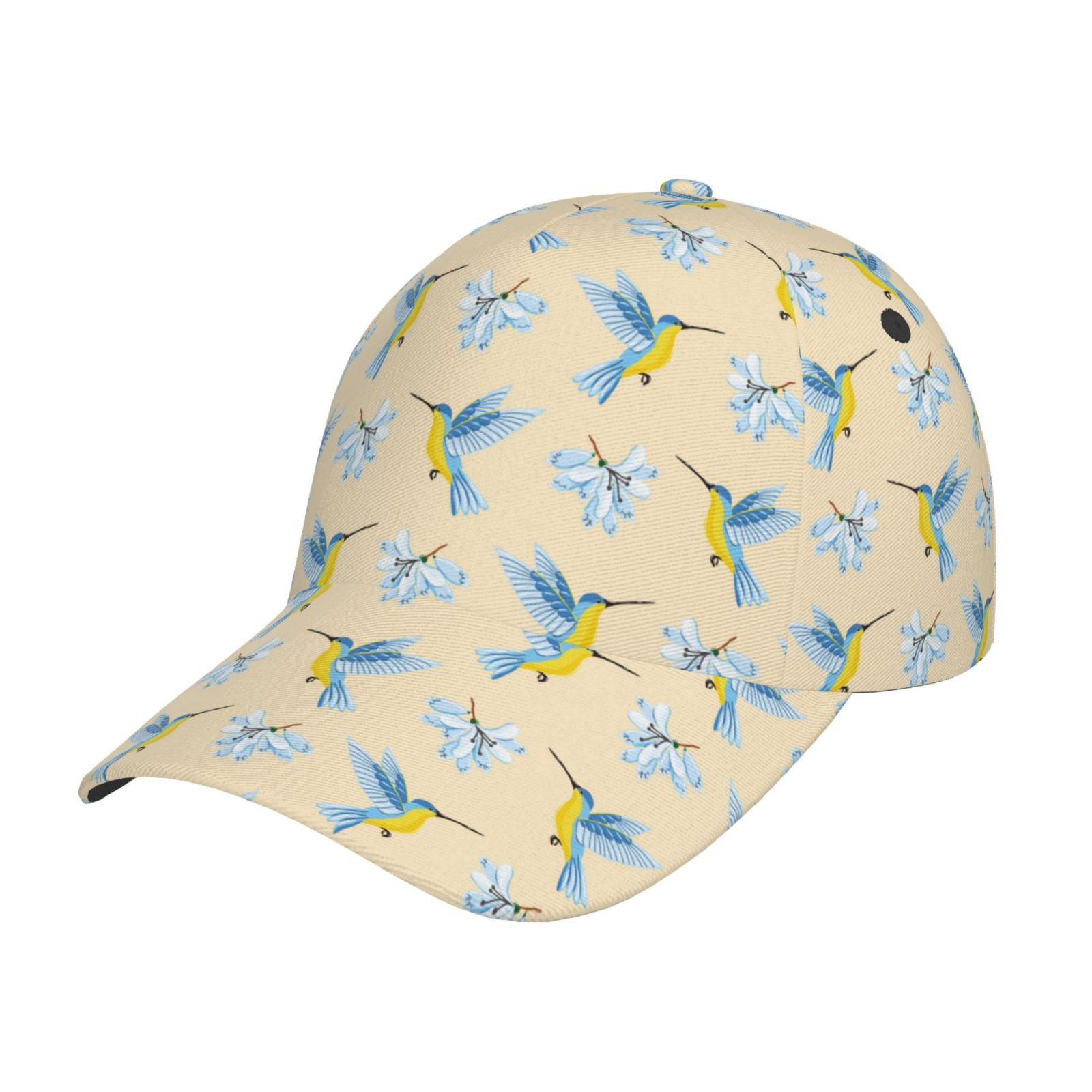 Baseball Cap Women Men- Blue Hummingbird Flower Adjustable for Baseball ...