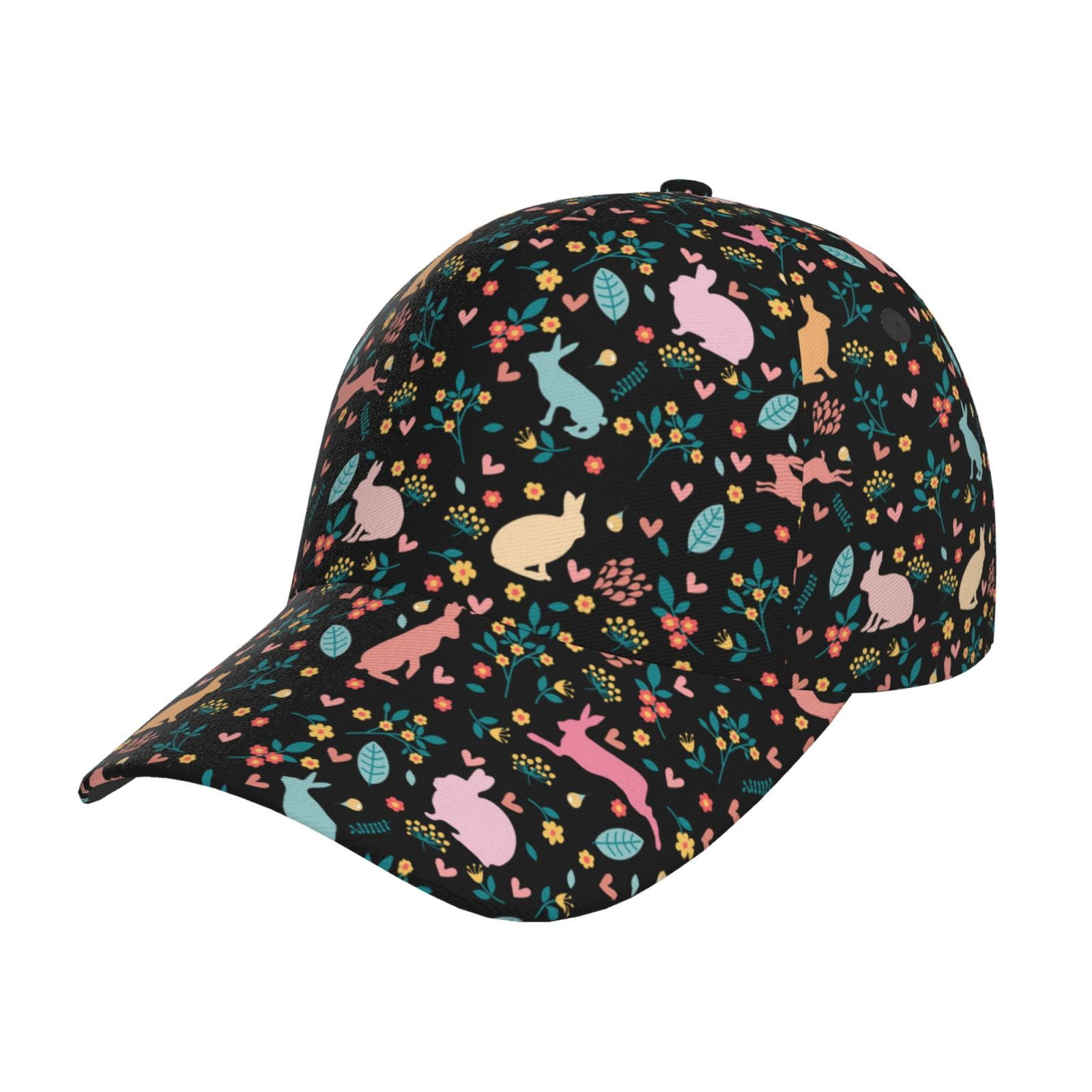 Baseball Cap Women Men- Bohemian Cute Rabbit Flower Adjustable for ...