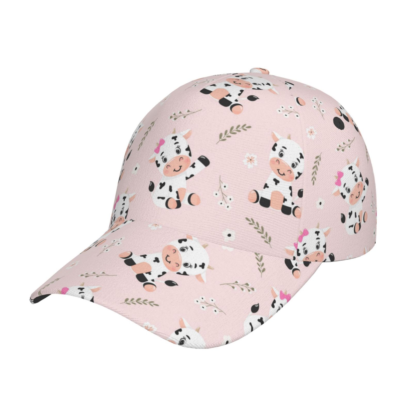 Baseball Cap Women Men- Casual Cute Cow Flower Leaves Adjustable for ...