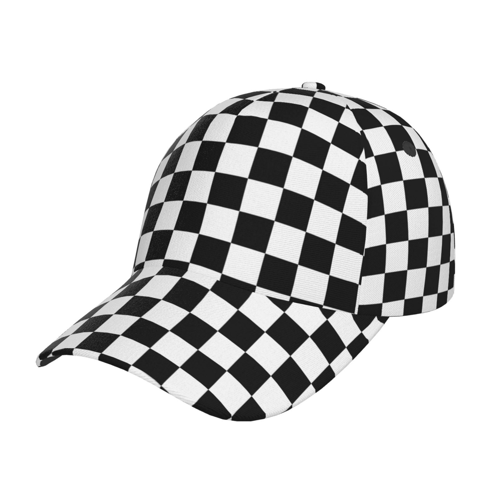 Baseball Cap Women Men- Chessboard Checkerboard black white Adjustable ...