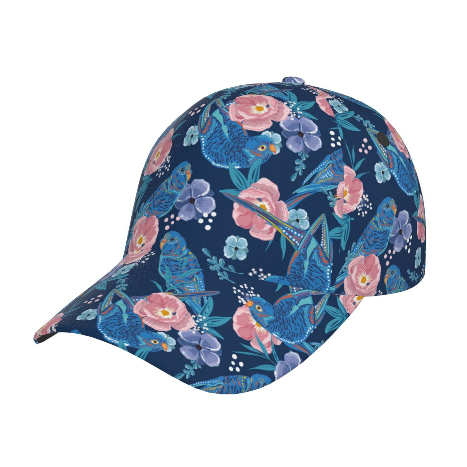 Baseball Cap Women Men- Classic Blue Cute Parrot Flower Adjustable for ...