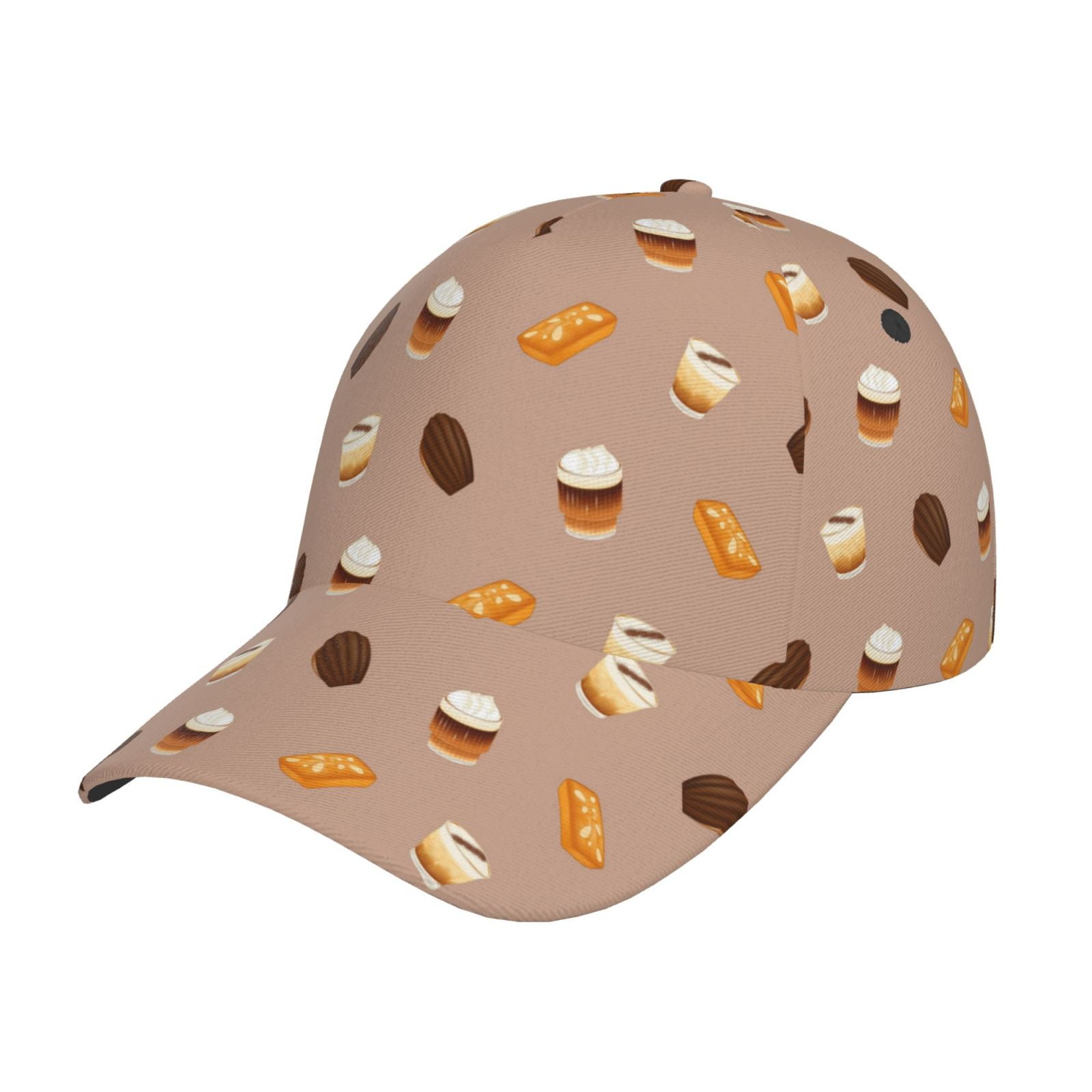 Baseball Cap Women Men- Coffee Biscuit Chocolate Print Adjustable for ...