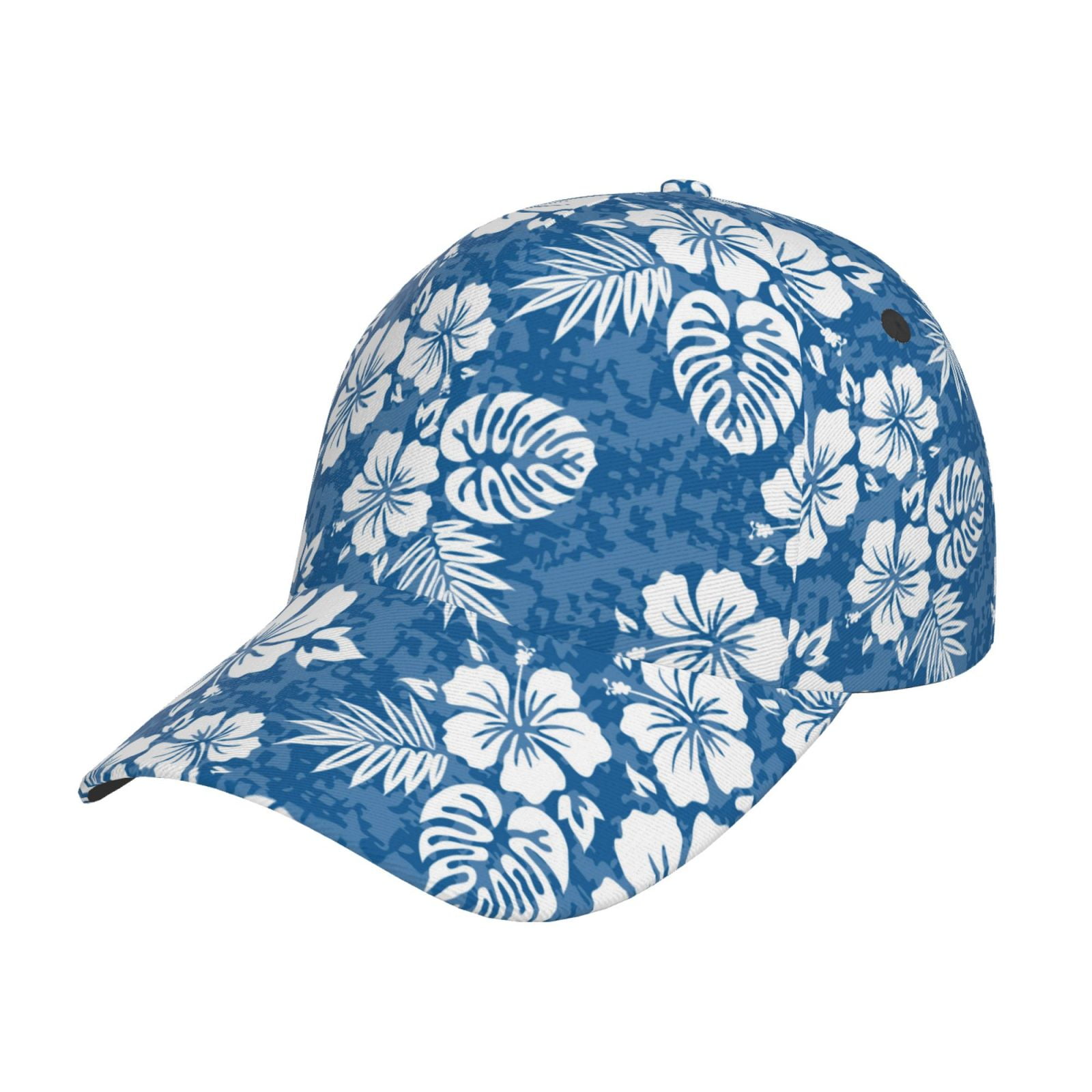 Baseball Cap Women Men- Hawaiian Style White Blue Adjustable for ...